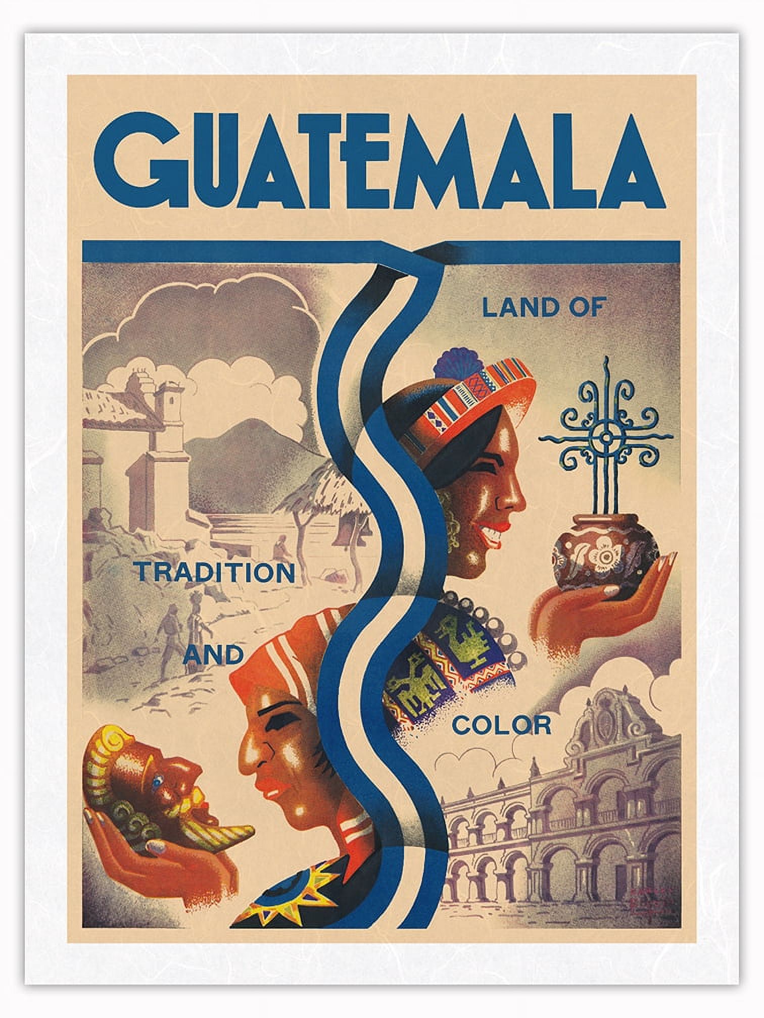 Guatemala - Land of Tradition and Color - Vintage Airline Travel Poster ...