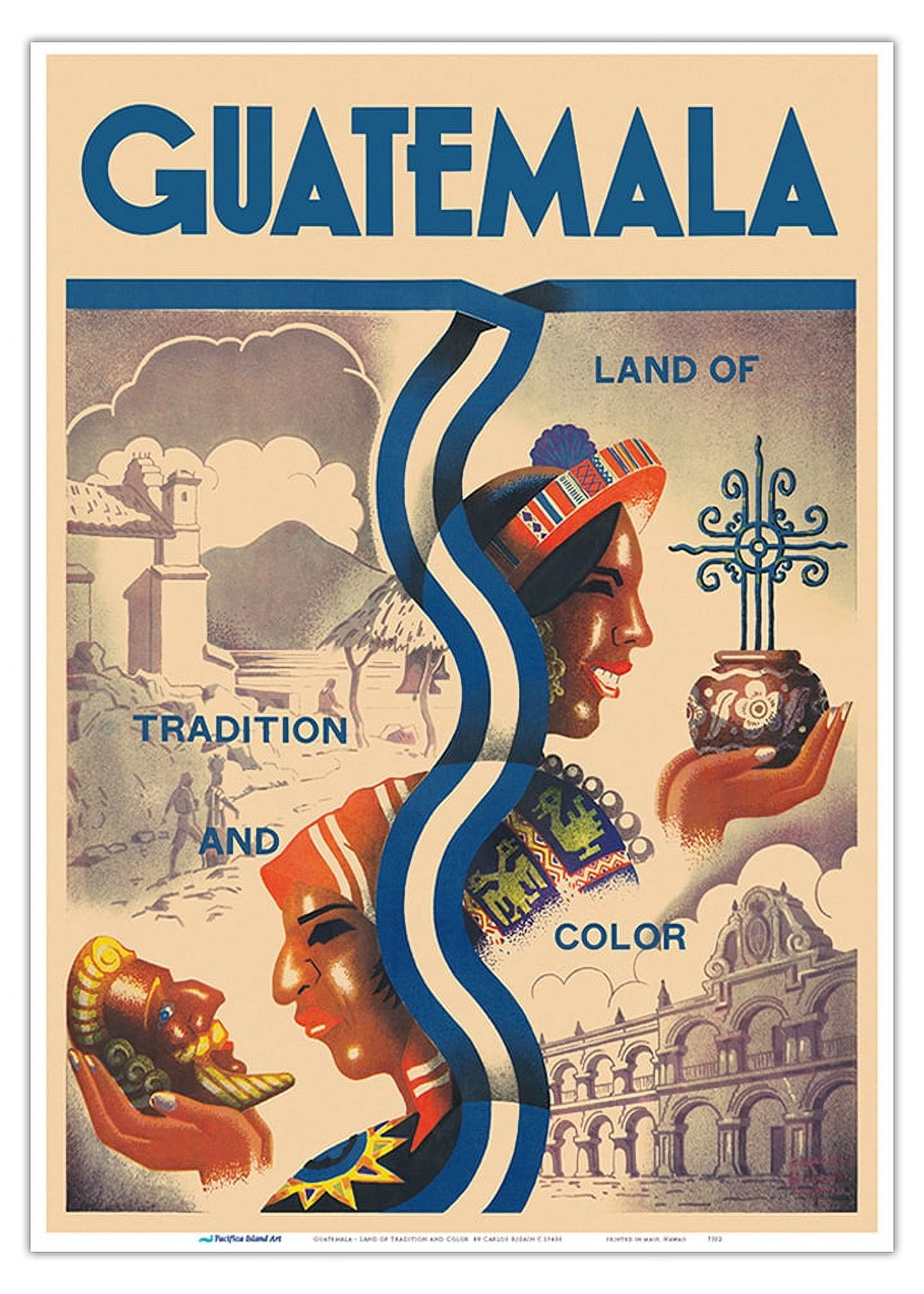 Guatemala - Land of Tradition and Color - Vintage Airline Travel Poster ...