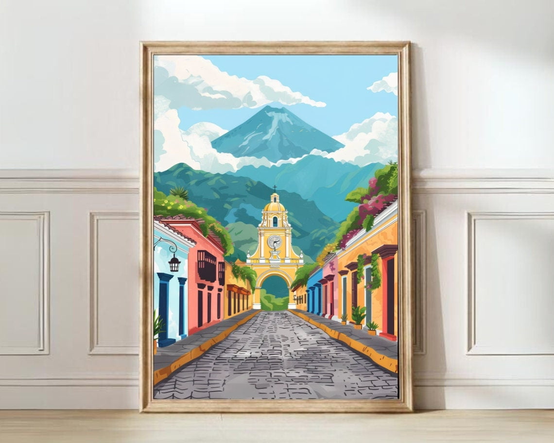 Guatemala Print Guatemala Illustration Guatemala Travel Poster Guatemala Painting Floral Print ...