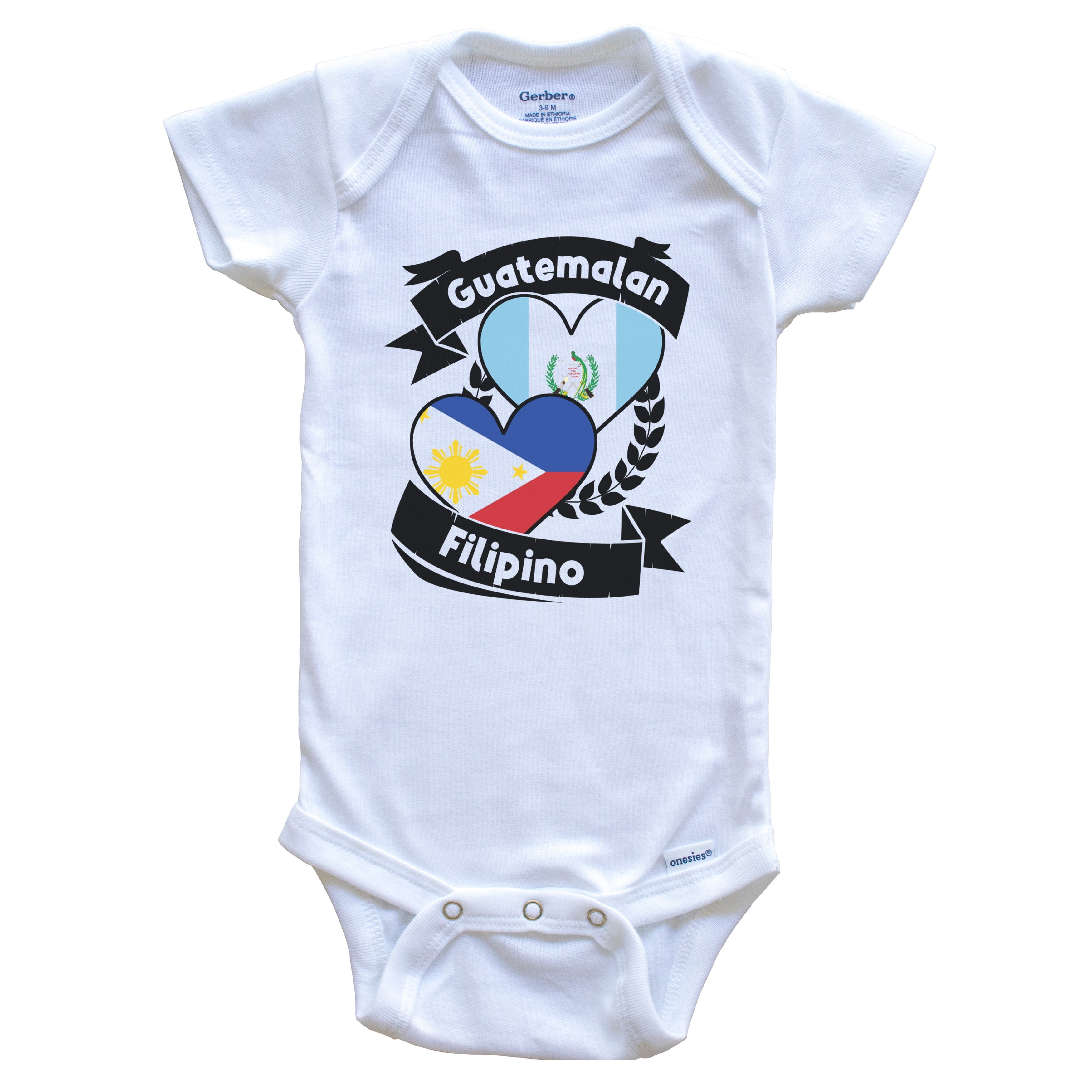 Guatemalan Filipino Heart Flags Guatemala Philippines Baby Bodysuit, 3 ...