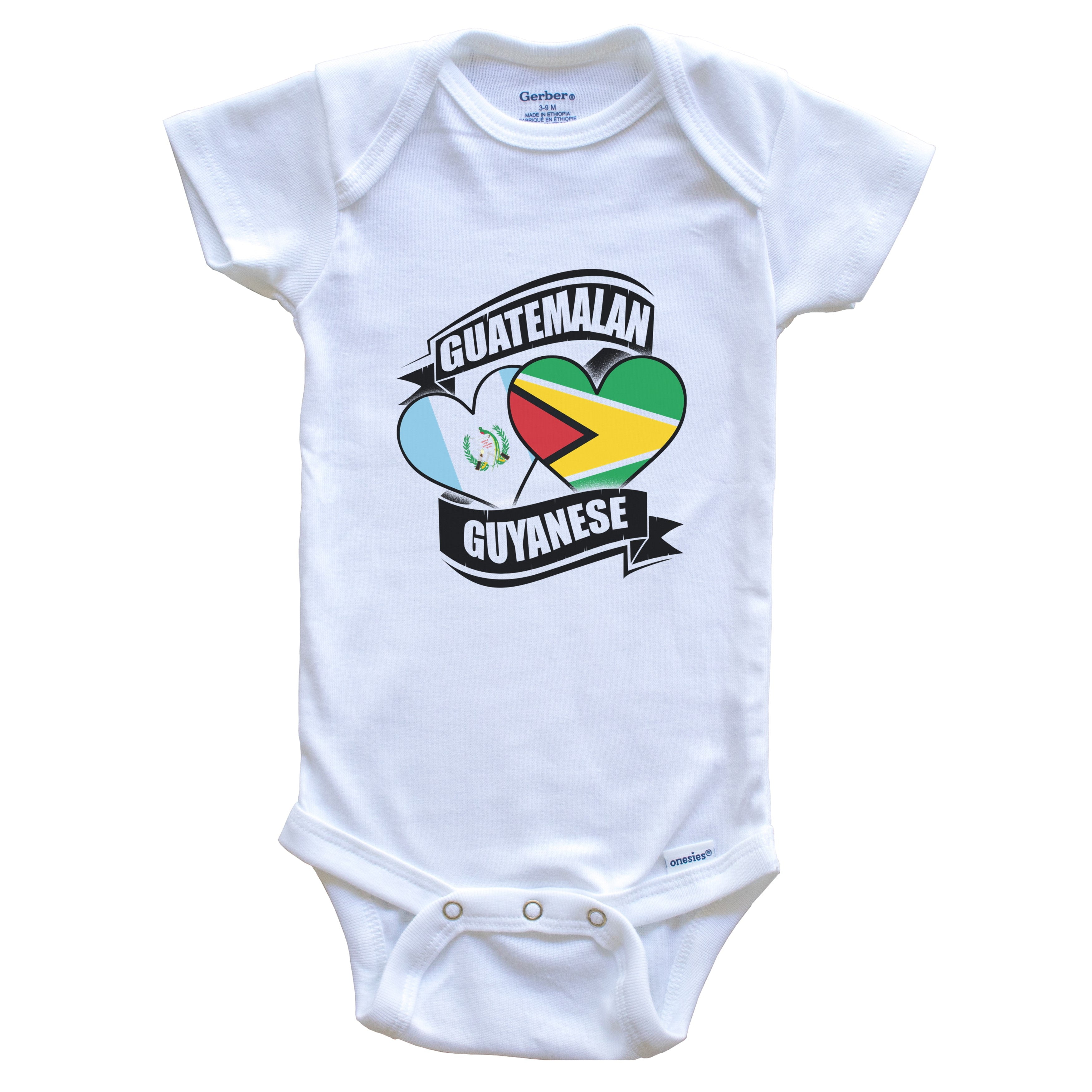 Guatemalan Guyanese Hearts Guatemala Guyana Flags Baby Bodysuit, 0-3 ...