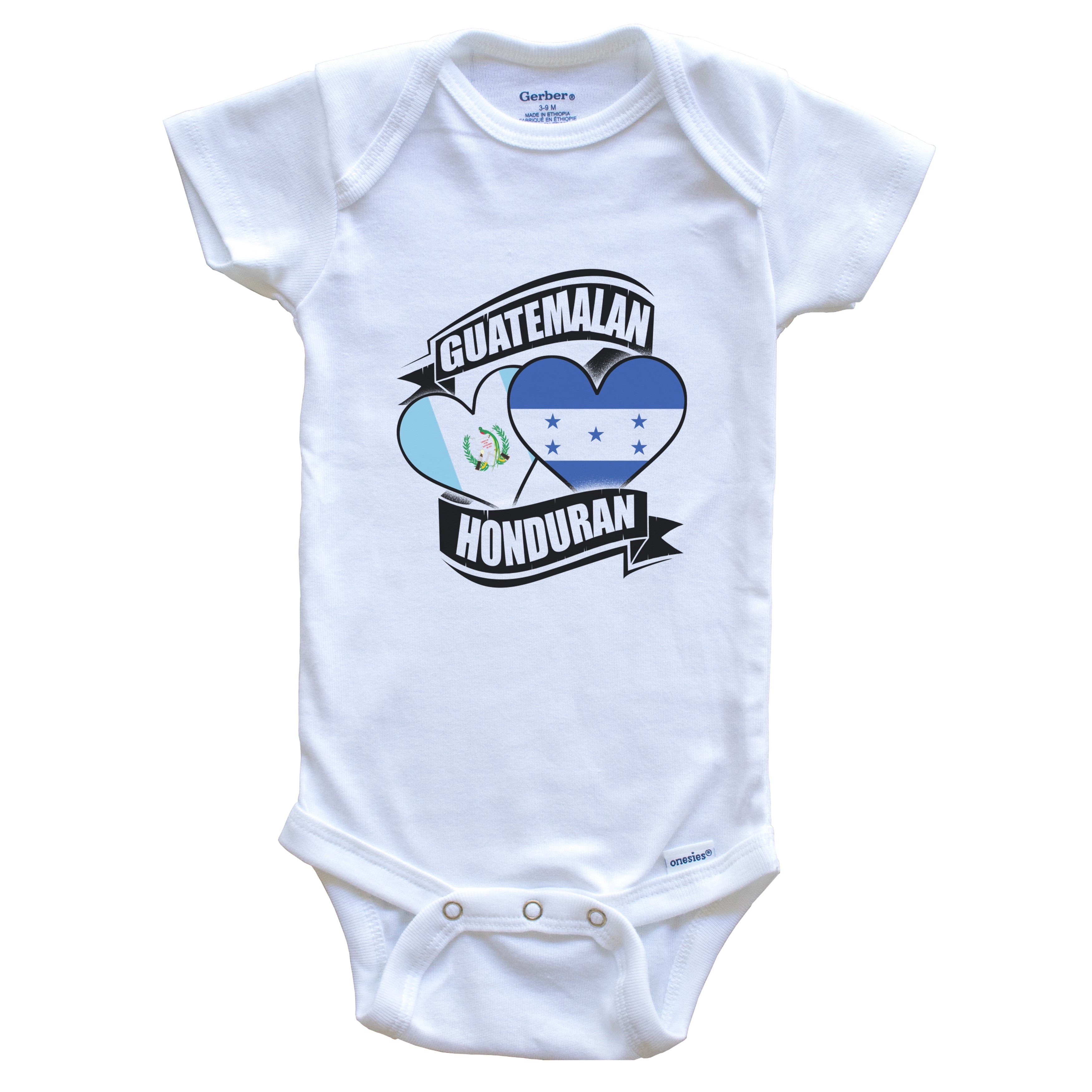 Guatemalan Honduran Hearts Guatemala Honduras Flags Baby Bodysuit, 3-6 ...