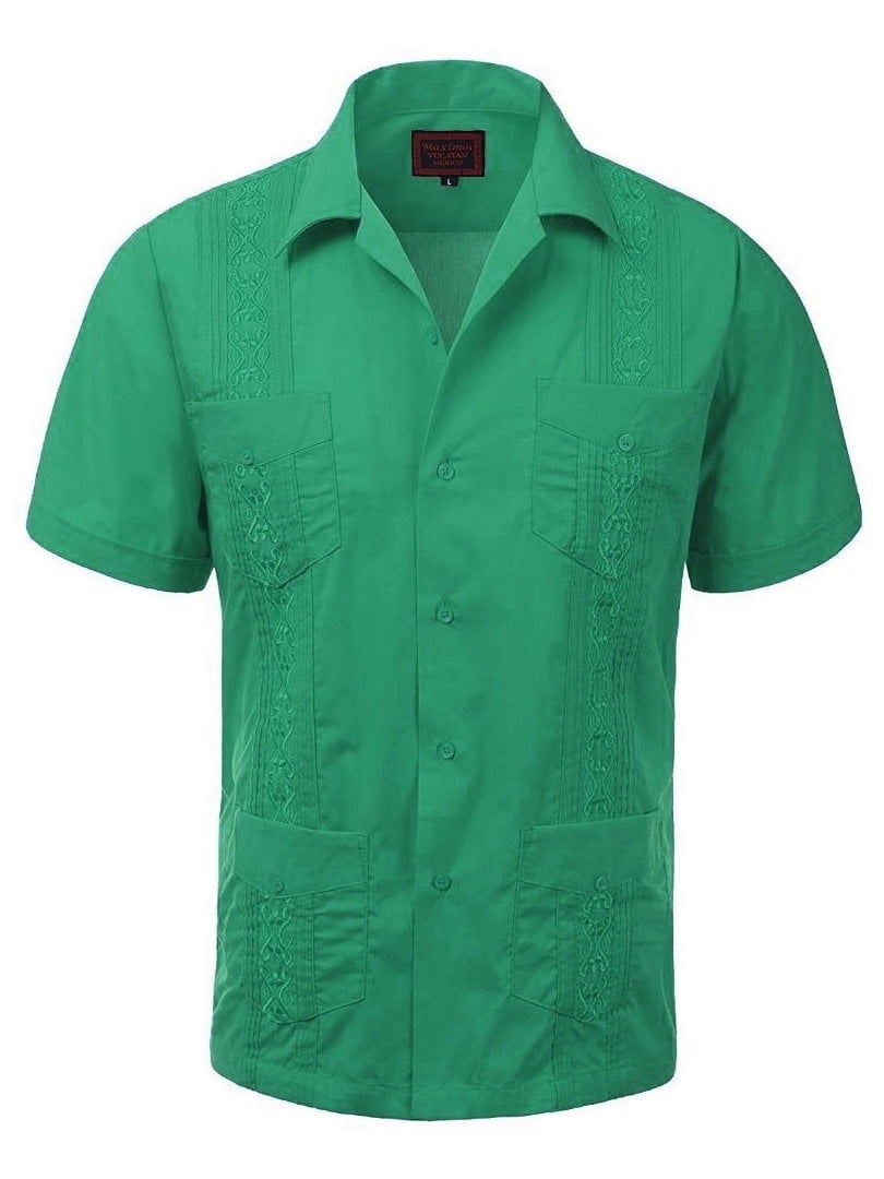 Guayabera Men's Cuban Beach Wedding Short Sleeve Button-Up Casual Dress ...