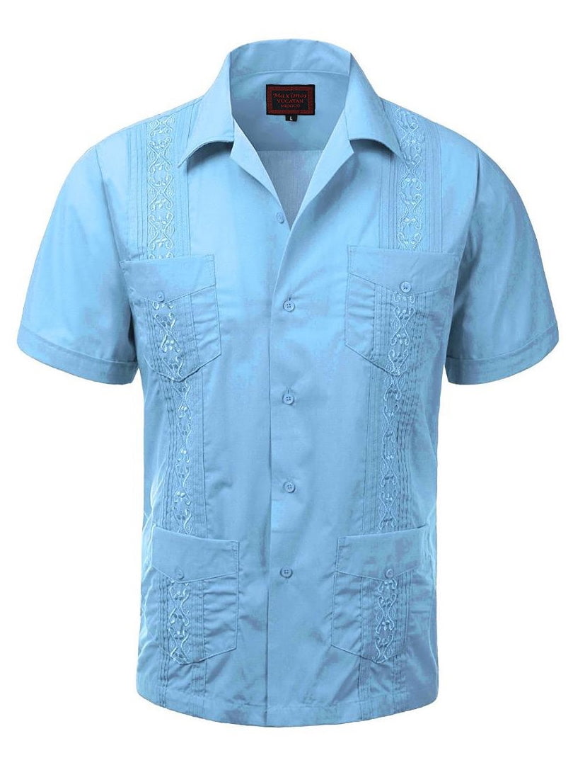 Guayabera Men‚Äôs Cuban Beach Wedding Short Sleeve Button-Up Shirt, 2XL ...
