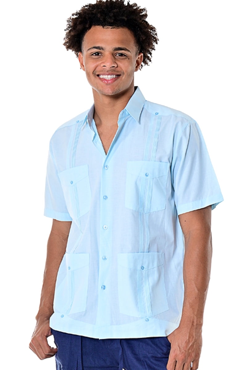 Guayabera Shirt for Men Short Sleeve Traditional 4 Pocket Chacavana ...
