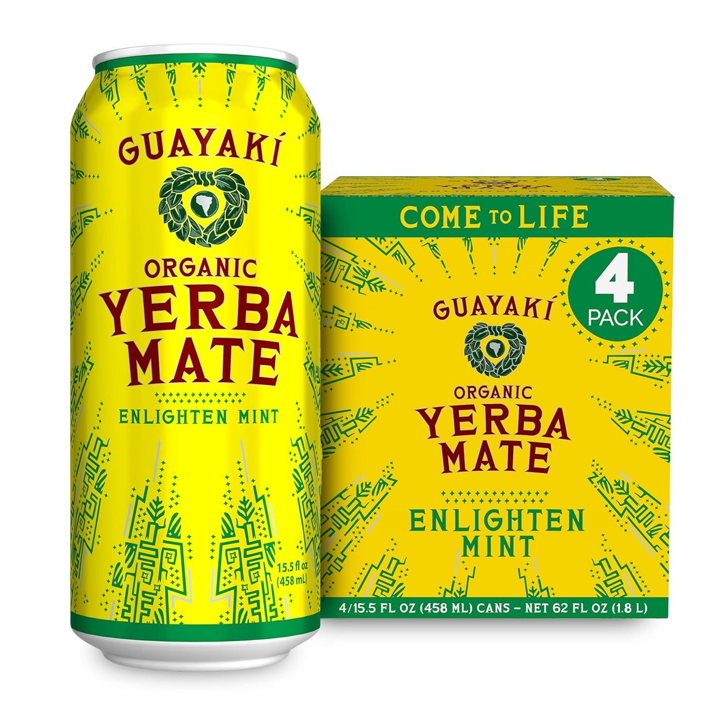Guayaki Organic Enlighten Mint Yerba Mate 4 Pack 4 - 15.5 fl oz Cans - Walmart.com