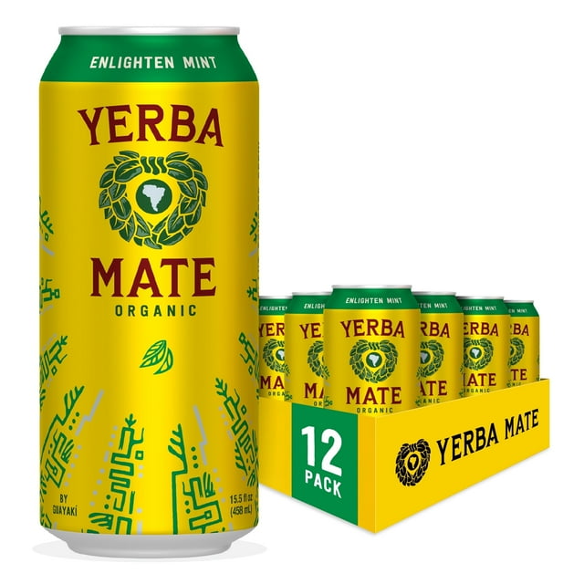 Guayaki Yerba Mate, Enlighten Mint, Organic, Clean Energy Drink, 15.5 ...