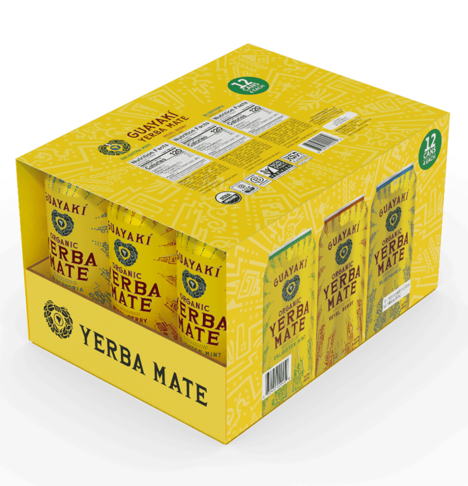 Guayaki Yerba Mate Variety Pack, 15.5 oz Cans, Pack of 12, Organic ...