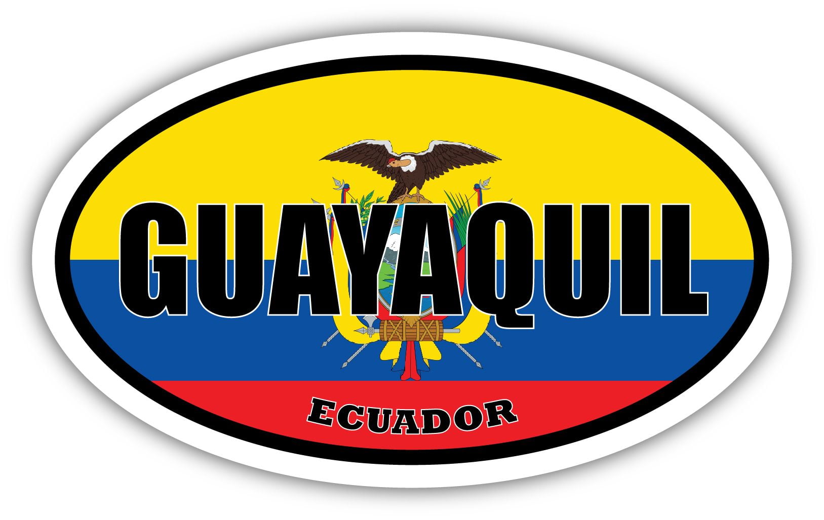 Guayaquil Ecuador Flag Oval Decal Vinyl Bumper Sticker 3x5 inches ...