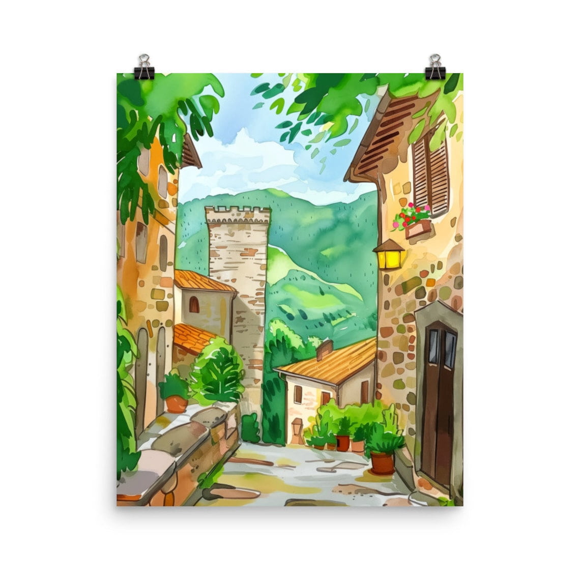 Gubbio Italy Print, Umbria Old Town Art, Italian Streetscape Print ...