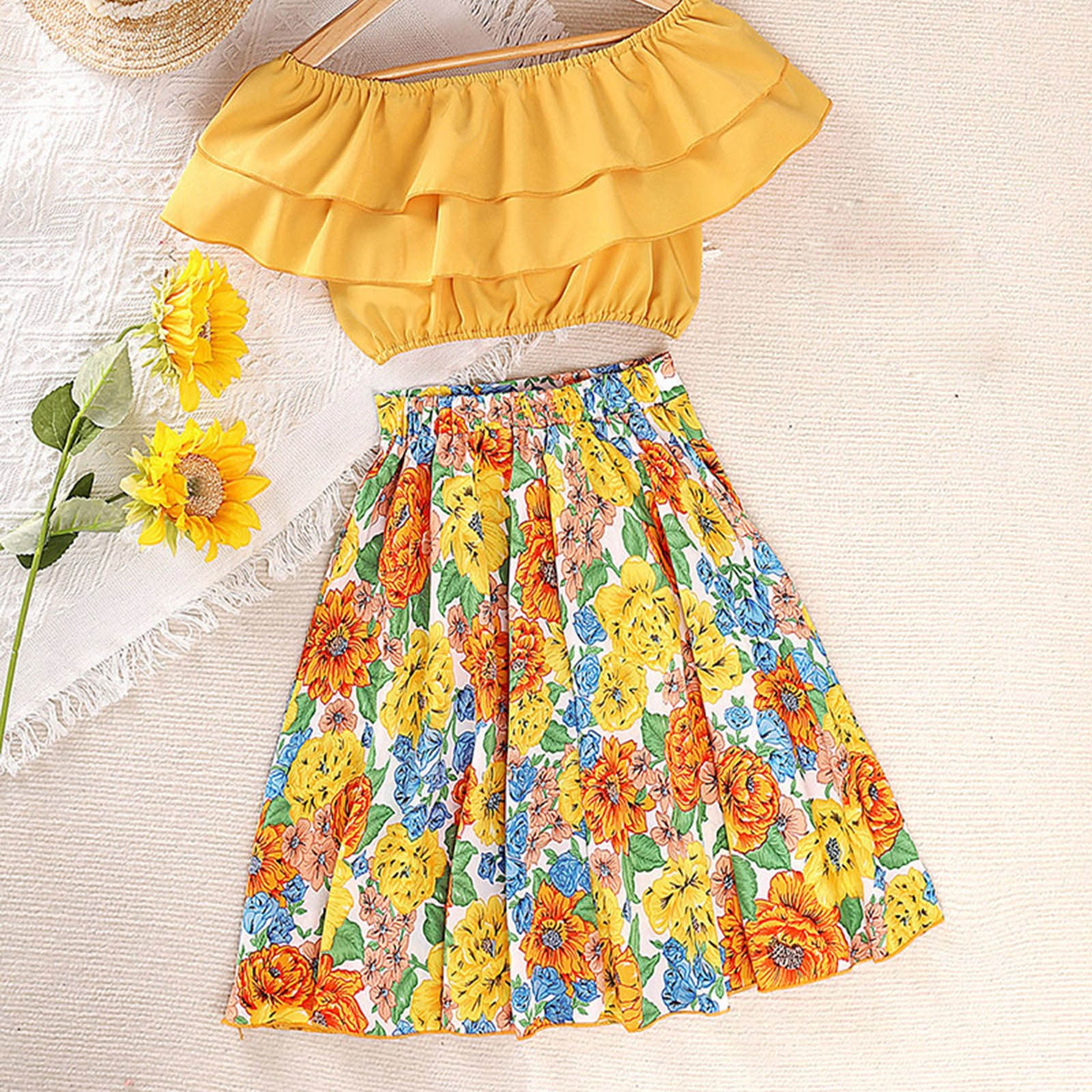Gubotare 2 Piece Skirts Sets for Girl Toddler Girl Clothes T Shirt ...
