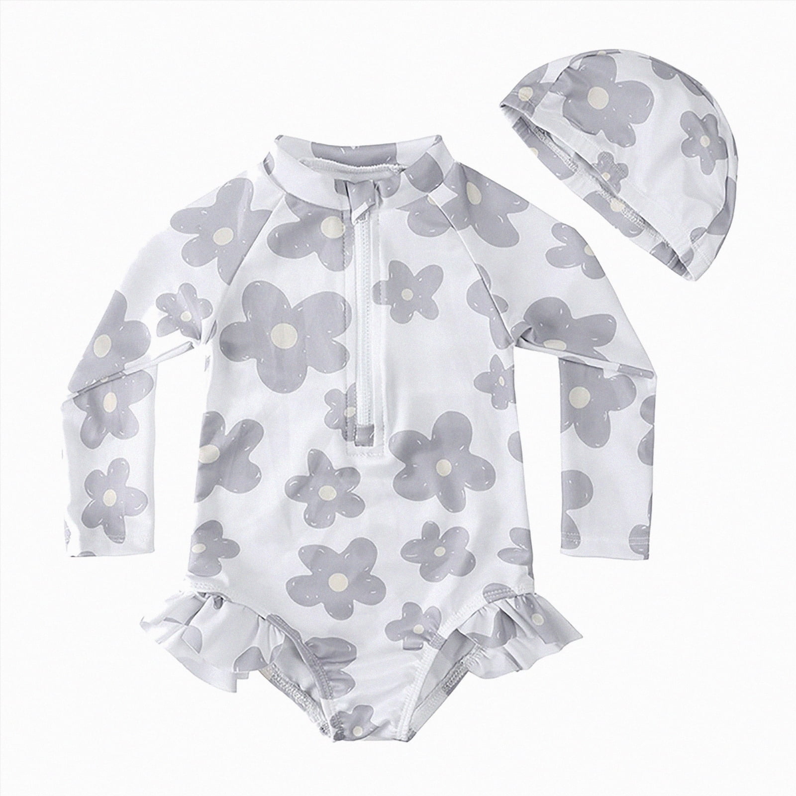 Gubotare Baby Bathing Suit Girl with Hat Baby Girls Swimsuit Long ...