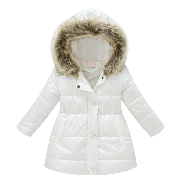 Gubotare Big Girls Winter Coats Thick Warm Hooded Windproof Coat Outwear Jacket Clothes White 6 7 Years