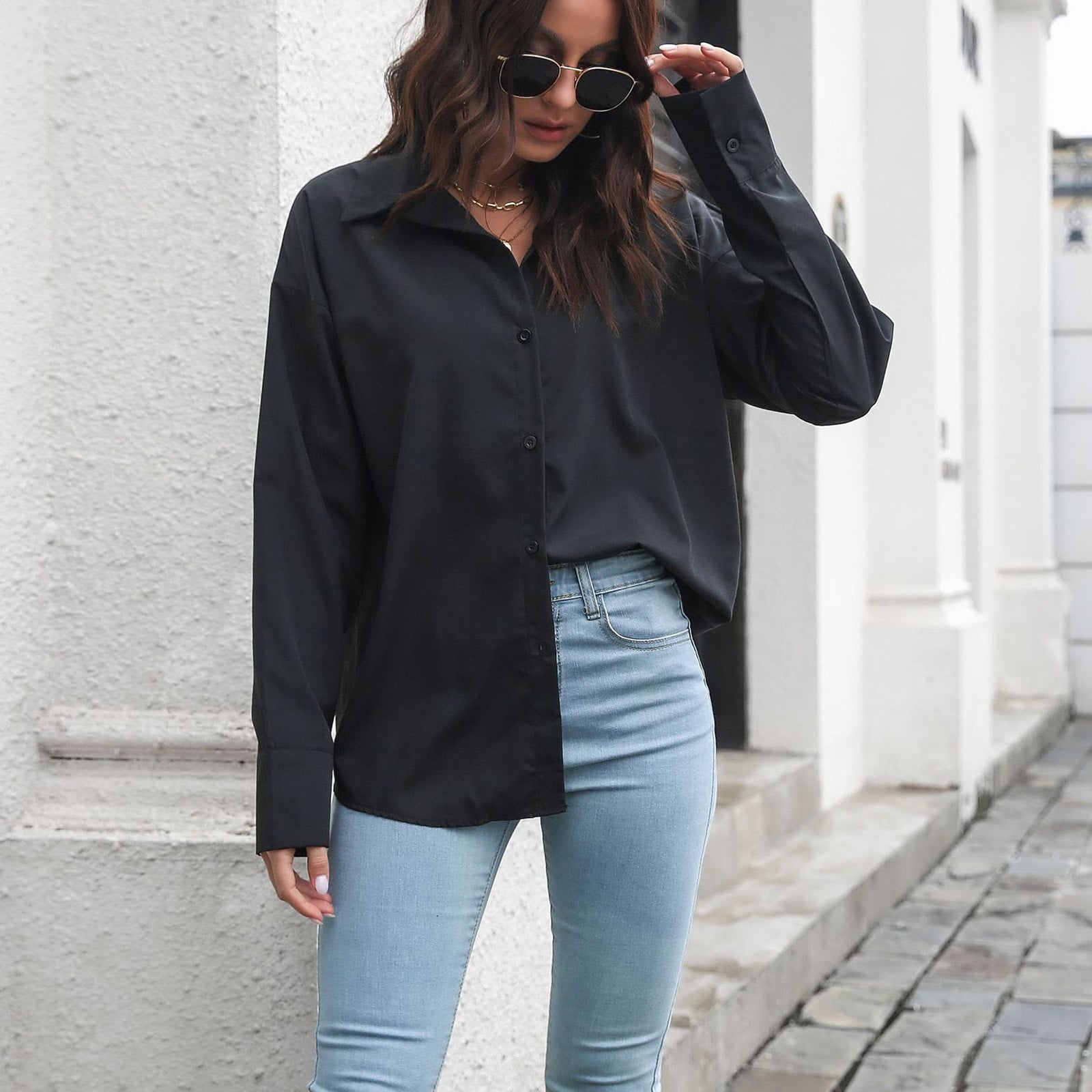 Gubotare Button Down Shirts for Women Button Down Shirts for Women Long ...