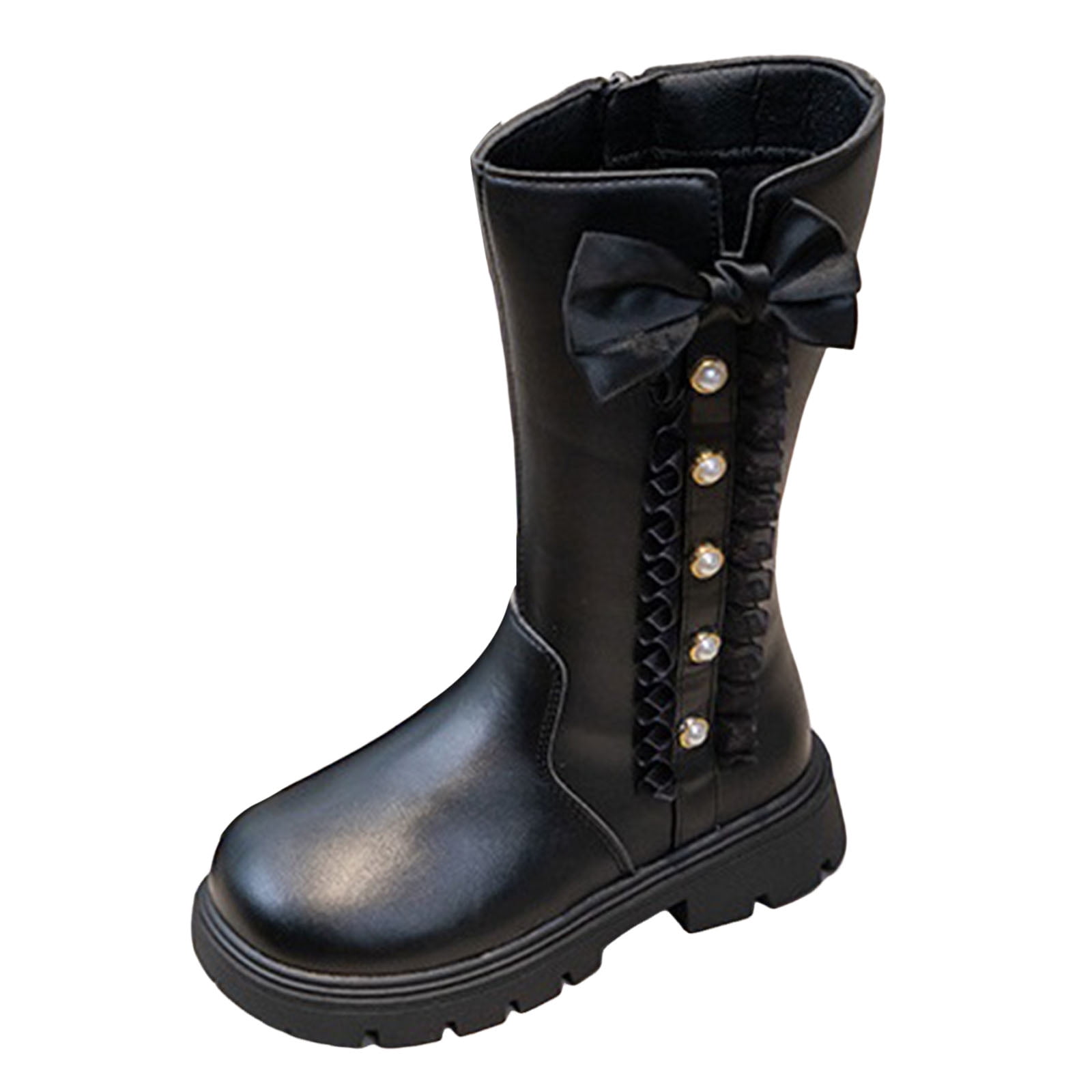 Gubotare Cowboy Shoes Girl Girls Lace Up Riding Boots Mid Calf Combat ...