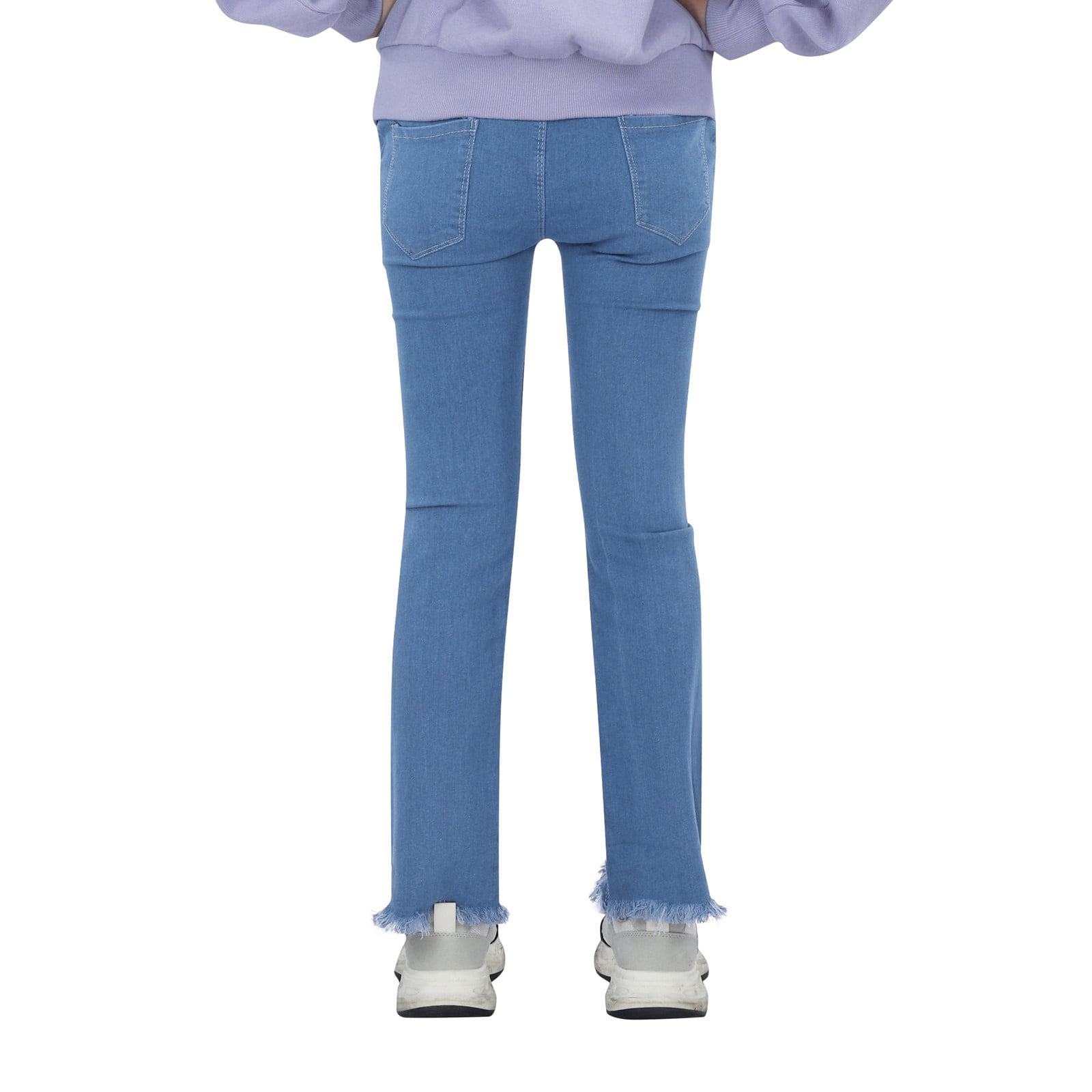Gubotare Girl Pants Girl's High Waisted Flare Leg Frayed Raw Hem Bell ...