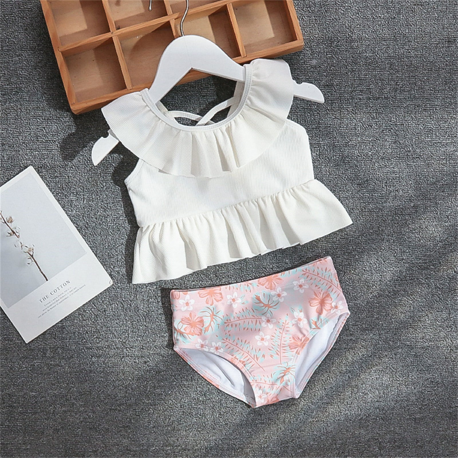 Gubotare Girl Swimsuit Girls 2 PCS Swimsuit Ruffle Cute Print ...