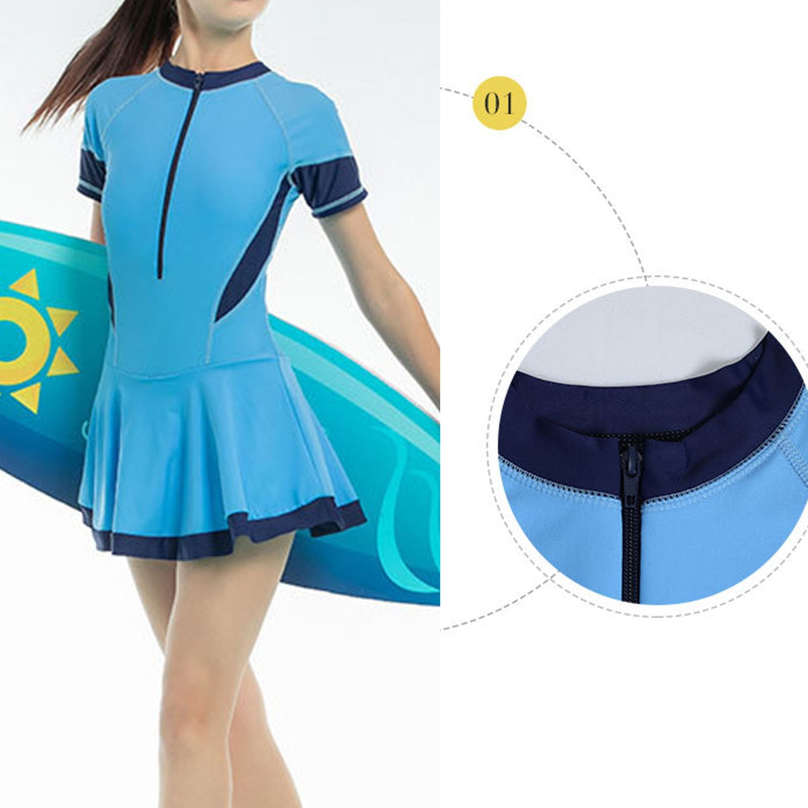 Gubotare Girl Swimsuit Girls' One Piece Swimsuit with Swim Skirt for ...