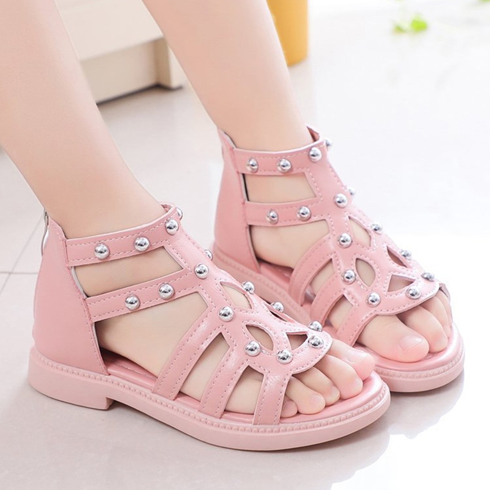 Gubotare Girl's Sandals Girls White Sandals Cute Open Breathable Summer ...