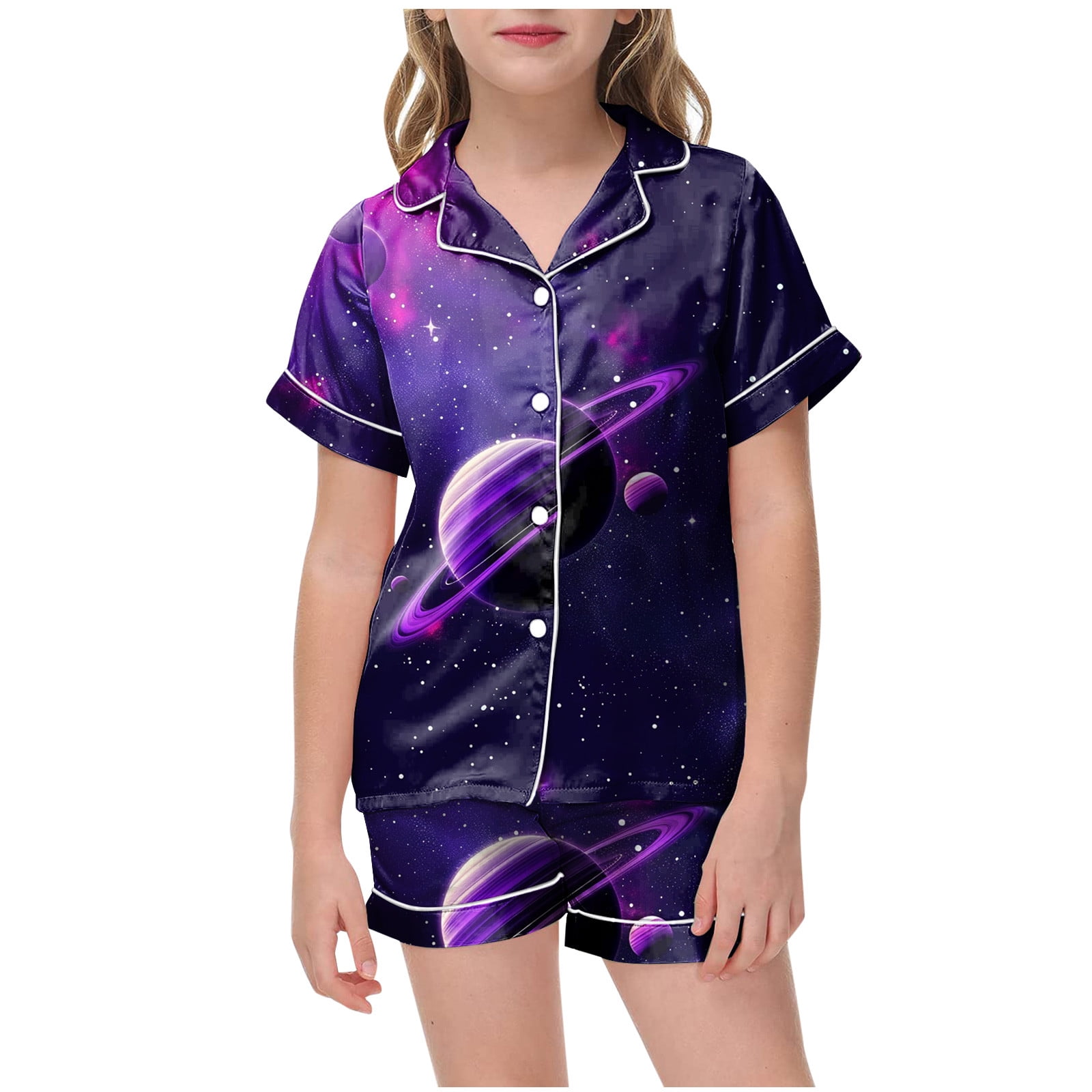 Gubotare Girls Button Down Pajamas Little & Big Girls Pajamas 2-Piece ...