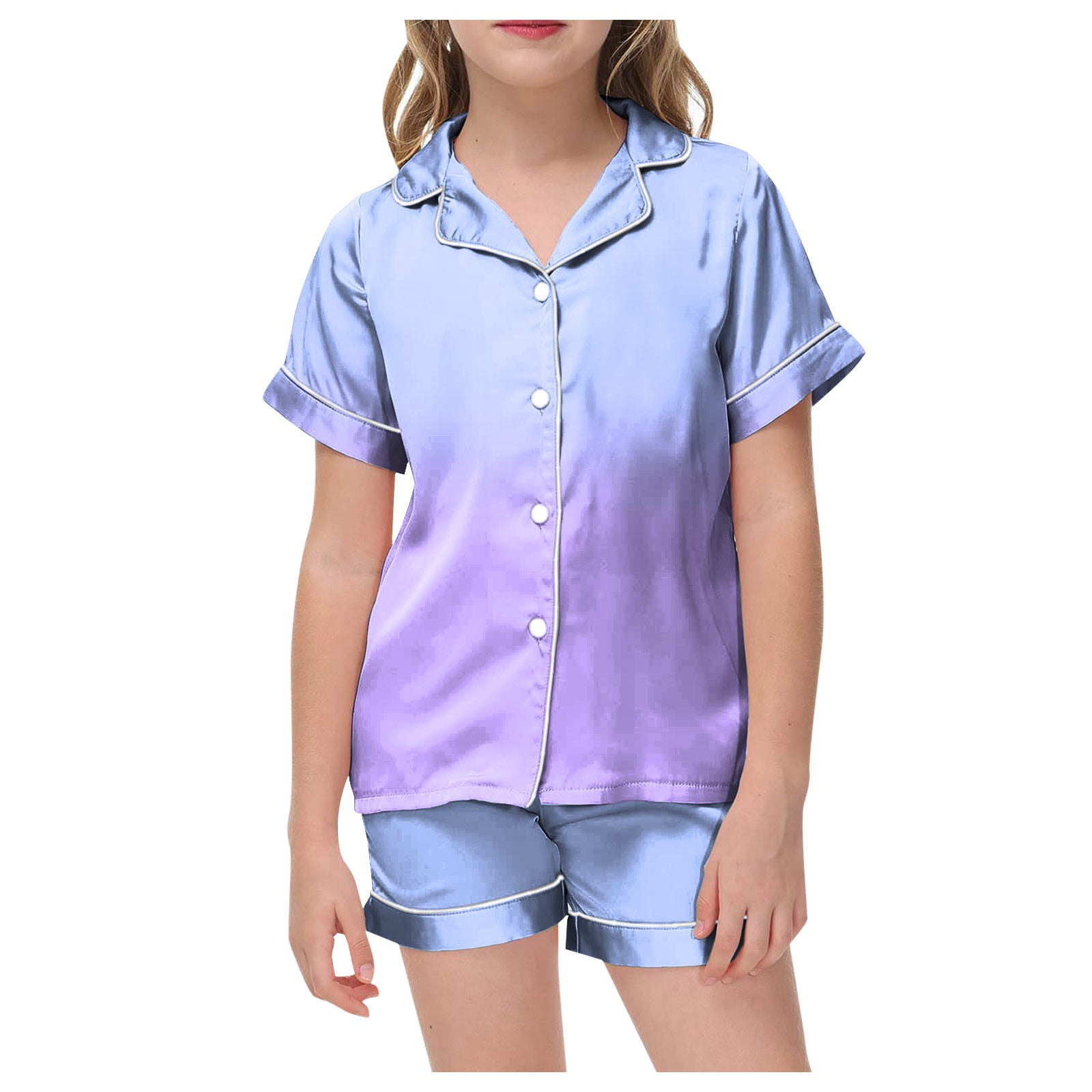 Gubotare Girls Button Down Pajamas Pajamas Set Girls Pjs Short Sleeve 2 ...