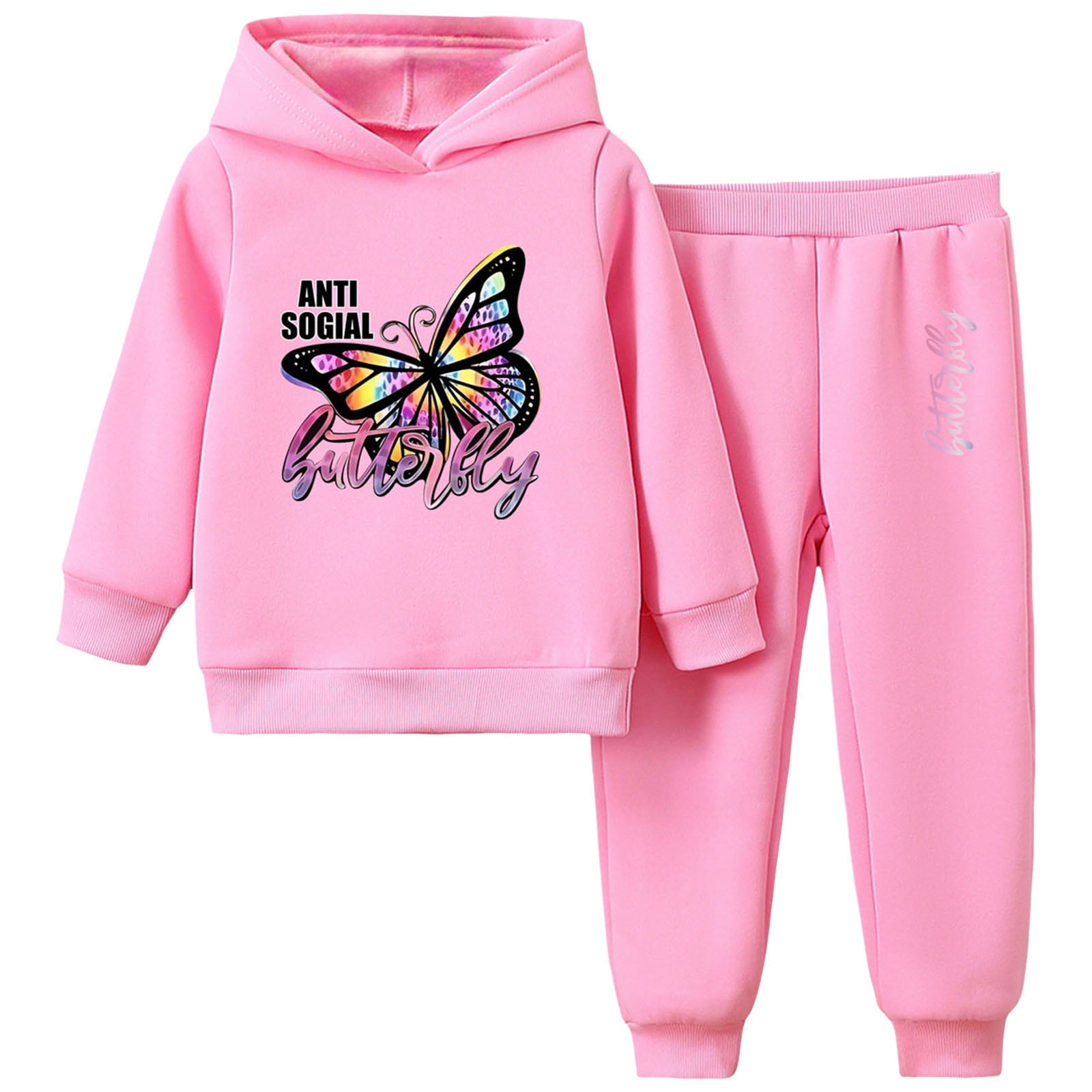 Gubotare Girls Clothing Sets Girls 2 Pieces Outfit Sets Graphic Fleece Splice Hoodies with ...