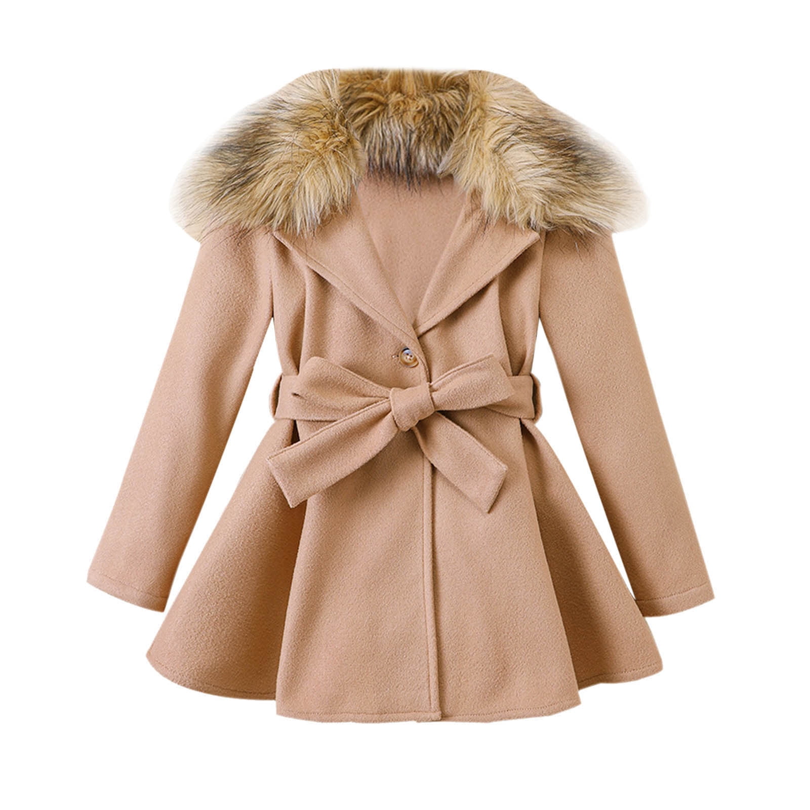 Gubotare Girls Dress Coat Lapel Blend Long Winter Jackets with Pockets ...