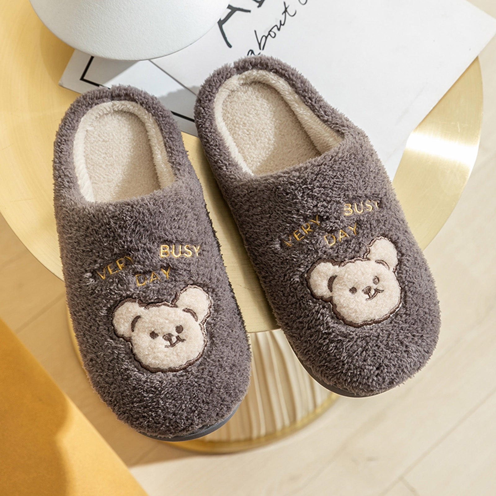 Gubotare House Slippers For Men Winter Fuzzy House Slippers Sandals ...