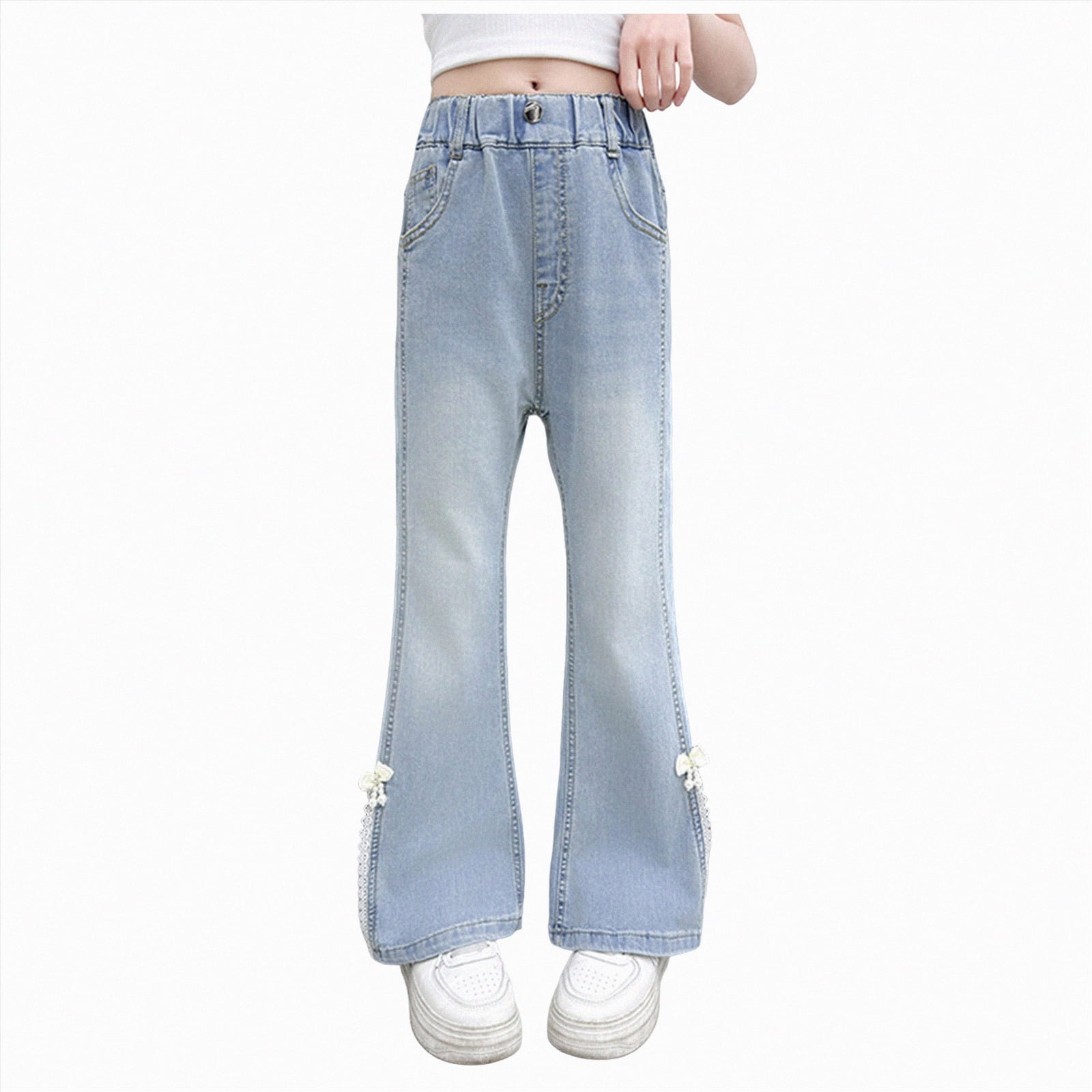 Gubotare Kids Jeans Girls Kids Girls Casual Flared Denim Pants Mid Rise ...