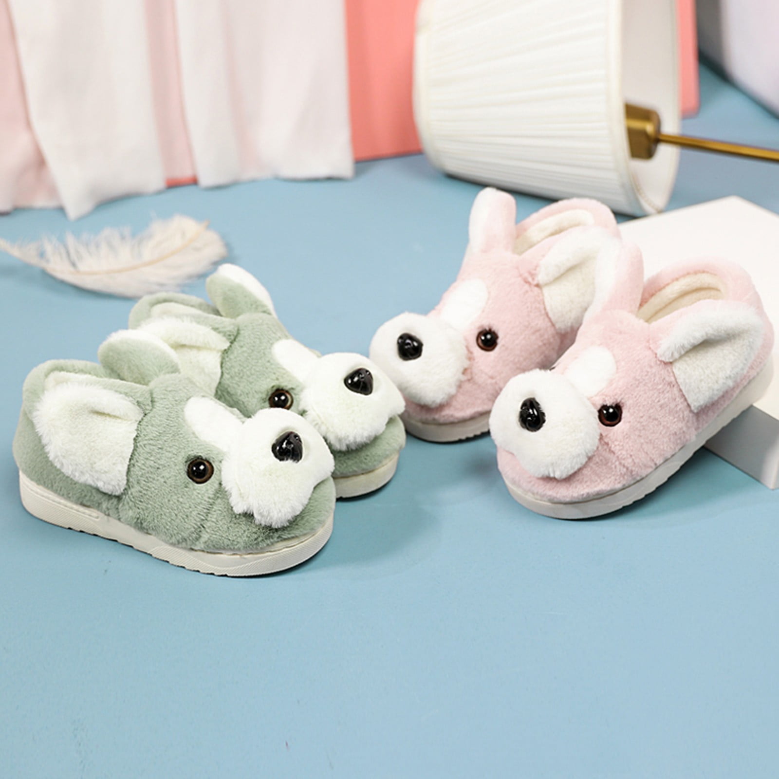 Gubotare Little Girl Slippers Baby Girl's Soft Plush Slippers House ...