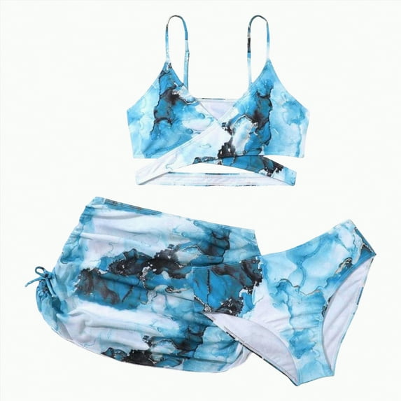 Gubotare Little Girl Swimsuit Girl's 3 Piece Cute High Waisted Ruffle ...