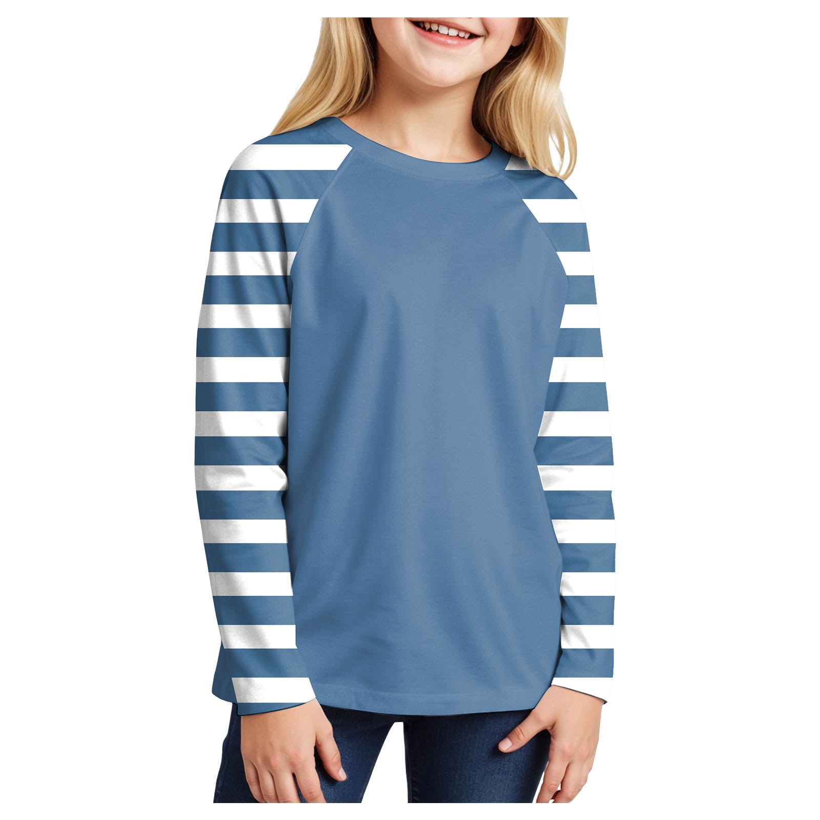 Gubotare Long Sleeve Girls Shirts Plain Kids Long Sleeve Shirt Girls ...