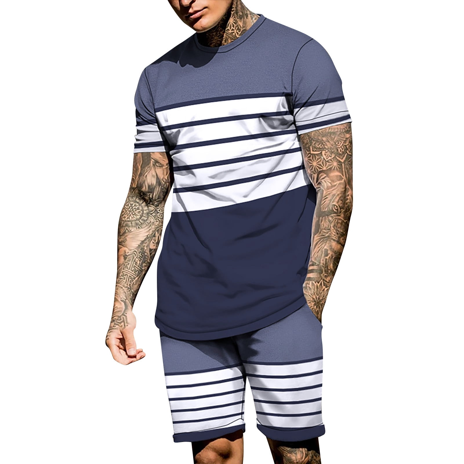 Gubotare Matching Short Sets Men's Casual 2 Piece Outfits Set Summer Tracksuit Hawaii Beach Set ...