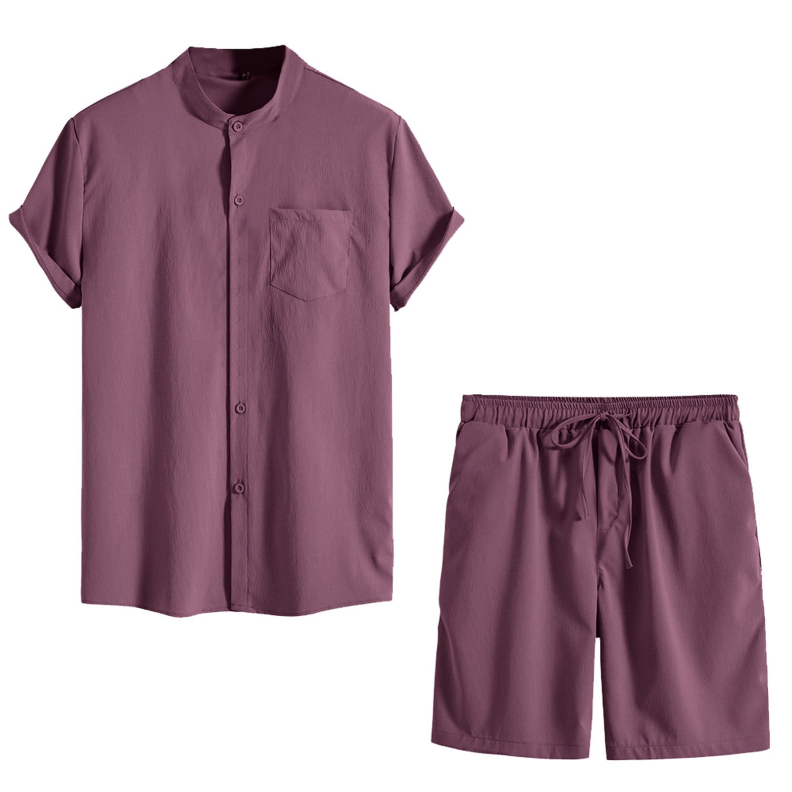 Gubotare Matching Short Sets For Men Mens Waffle Shirt And Shorts Set