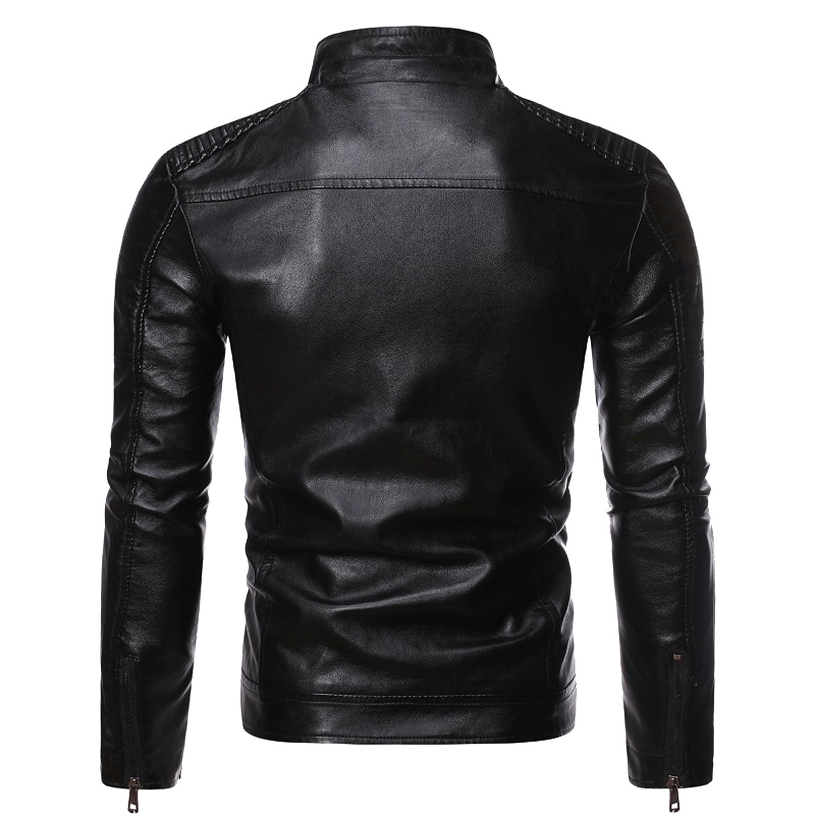 Gubotare Men Coats Fashion Collar Leather Coat Stand Jacket Mens