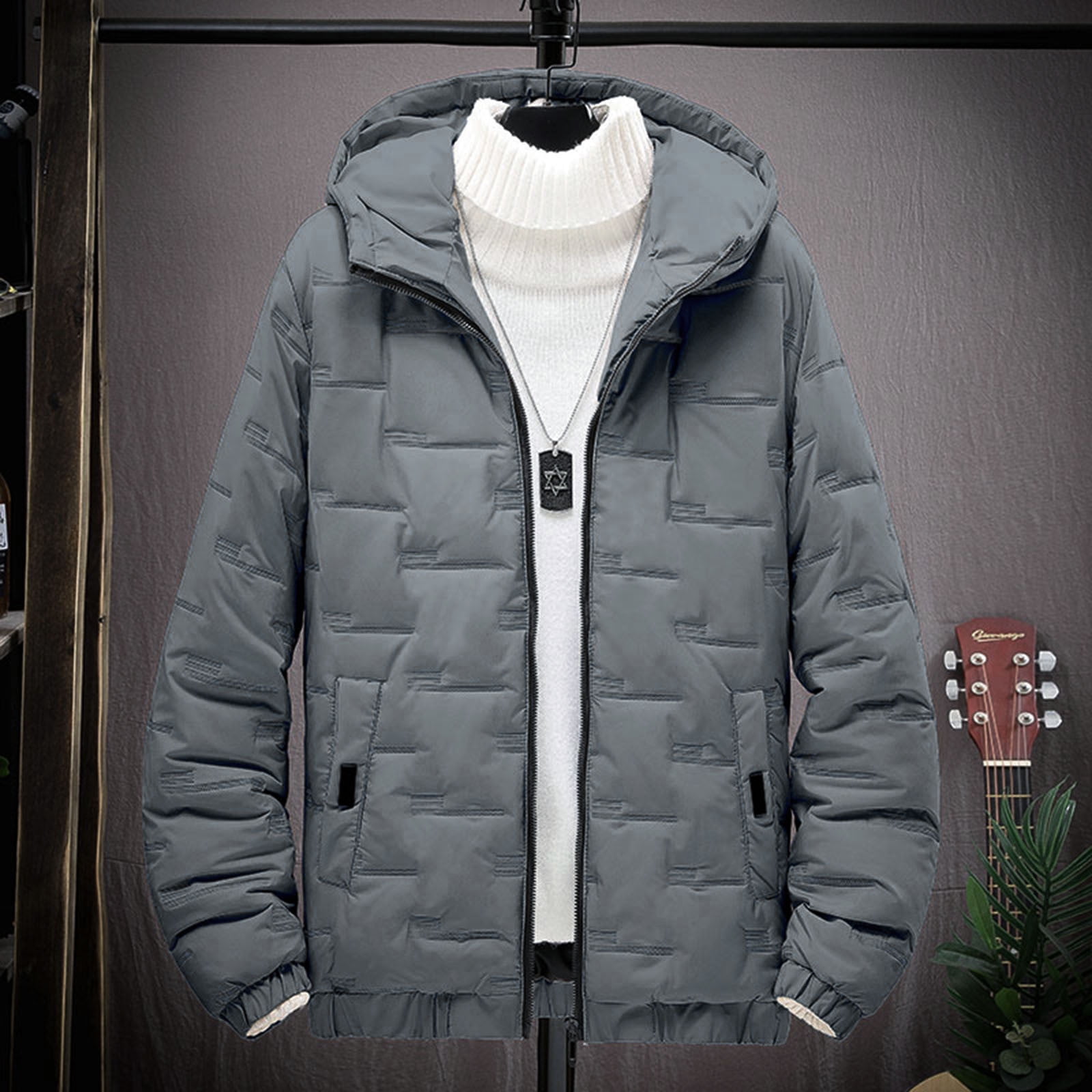 Gubotare Men Coats Fashion Fashion Casual Solid Color Padded Warm