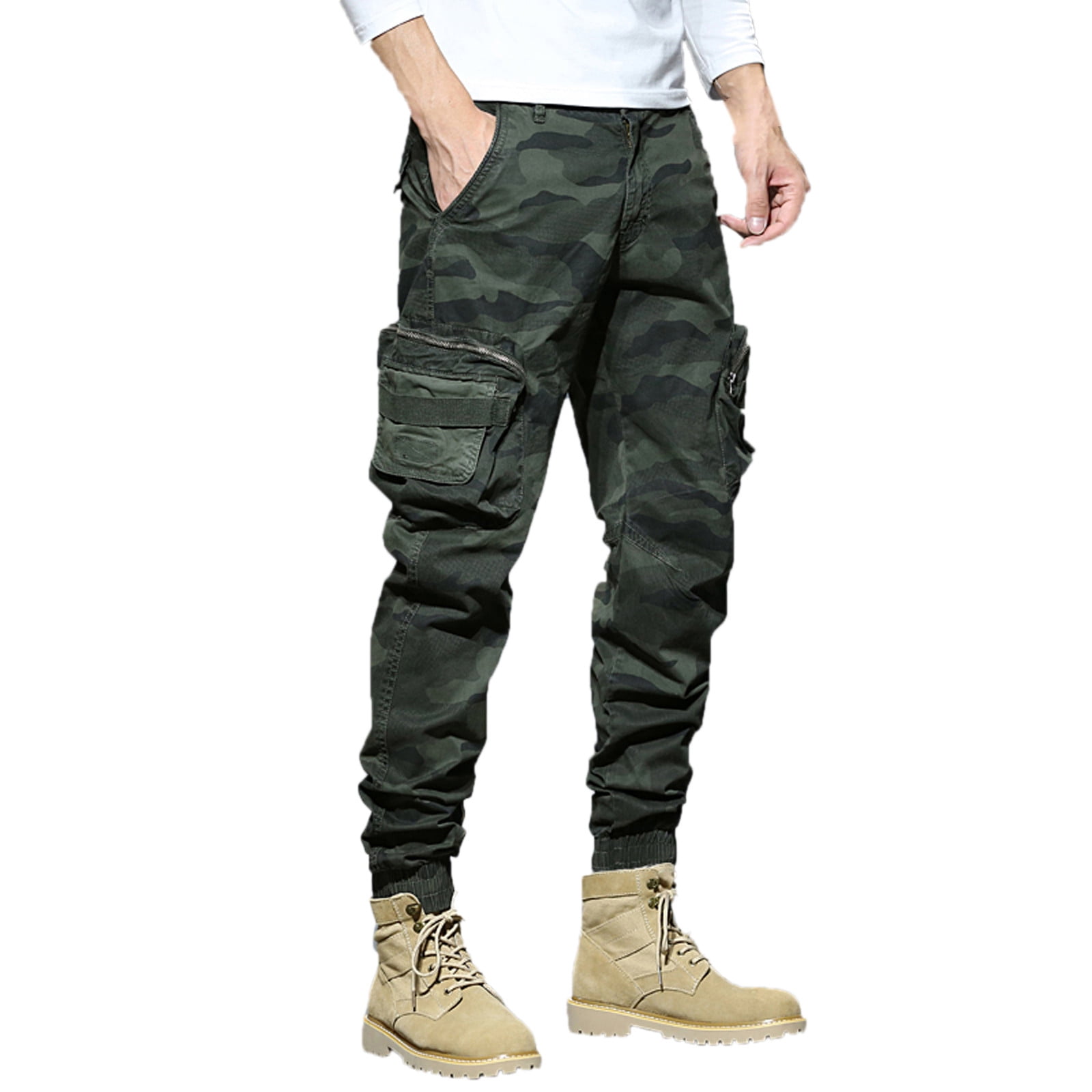 Gubotare Mens Camo Cargo Pants Men's Cargo Pants Elastic Waistband ...