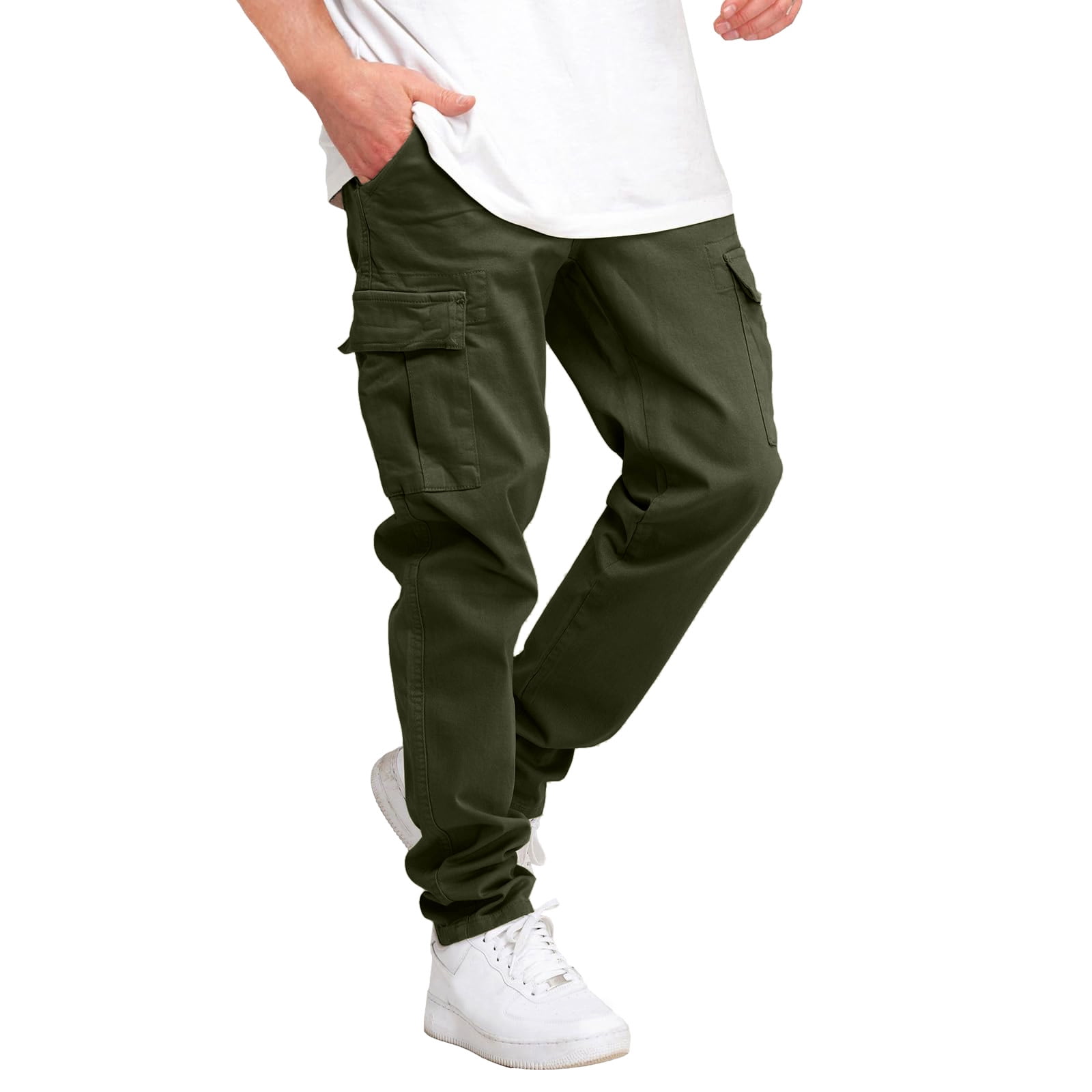 Gubotare Mens Cargo Pants Relaxed Fit Men Cargo Pants Below Knee Length ...