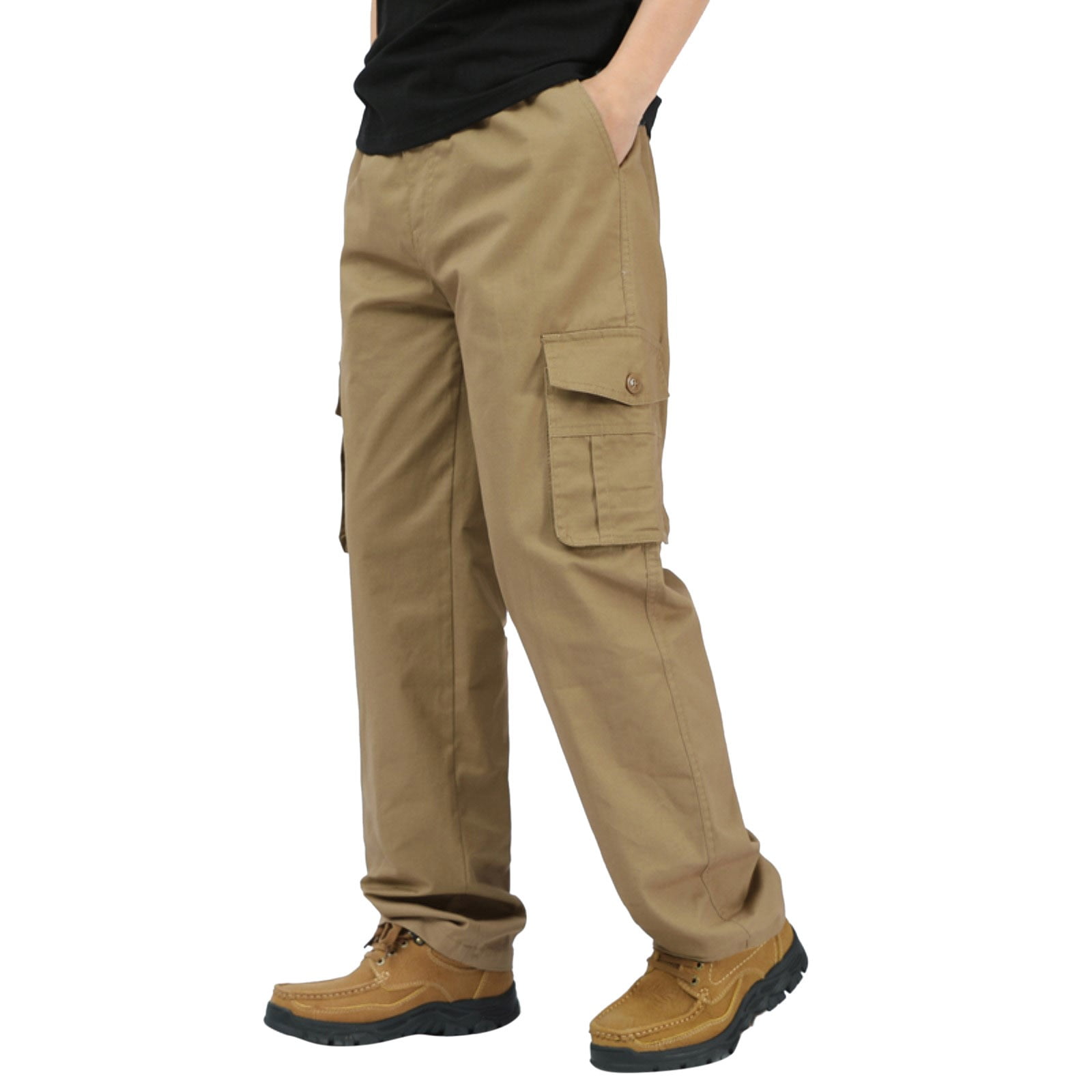 Gubotare Mens Cargo Pants Work Men's Classic-Fit Expandable-Waist Flat ...