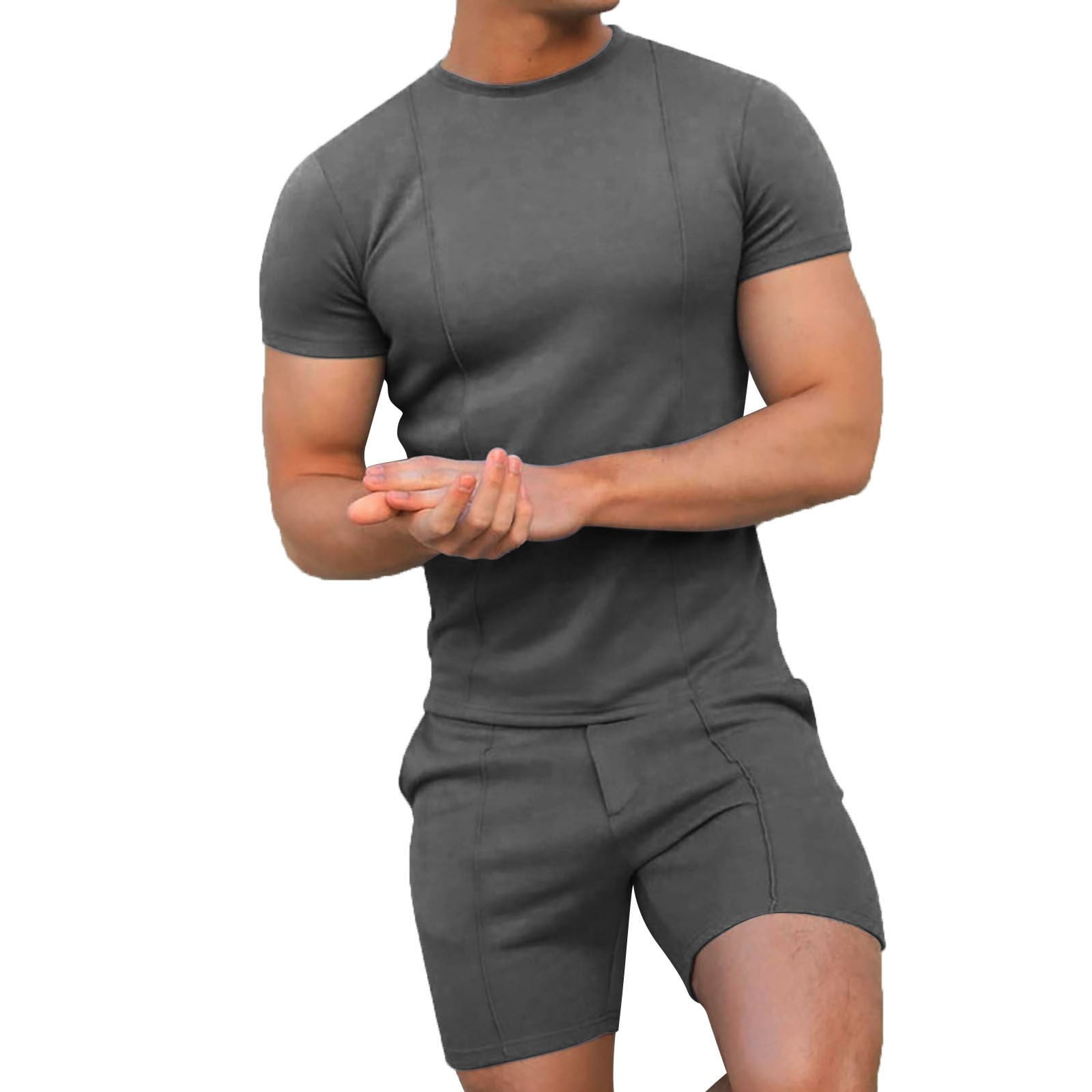 Gubotare Mens Short Outfit Mens 2 Piece Tracksuit Casual Button Down