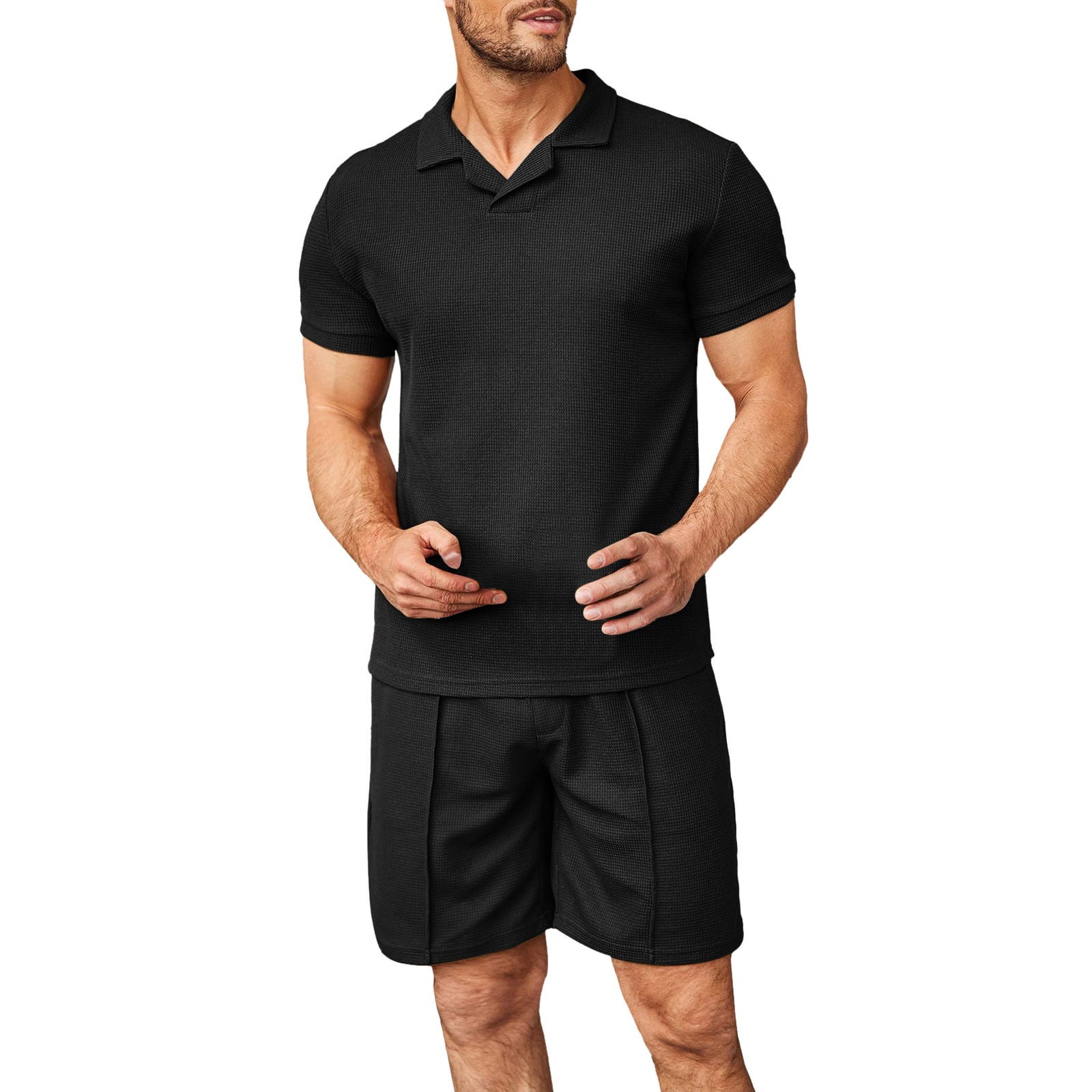 Gubotare Mens Shorts Tracksuit Mens 2 Piece Linen Set Casual Band