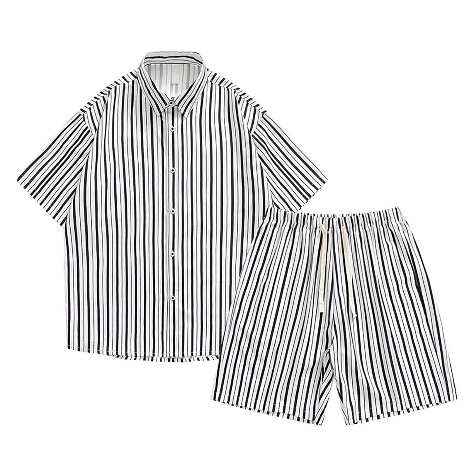 Gubotare Mens Shorts Tracksuit Mens 2 Piece Tracksuit Casual Button