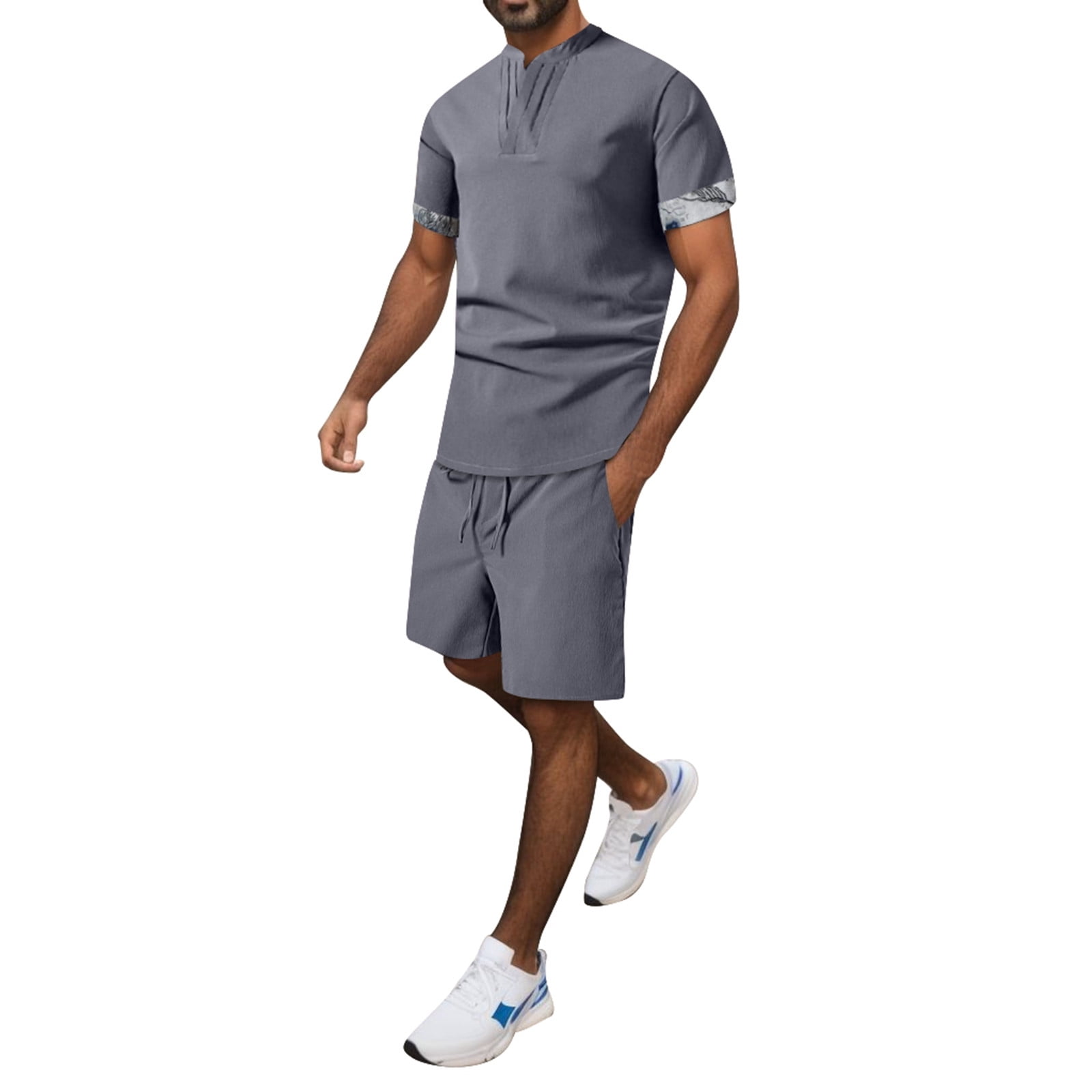 Gubotare Mens Shorts Tracksuit Mens Floral 2 Piece Tracksuit Casual