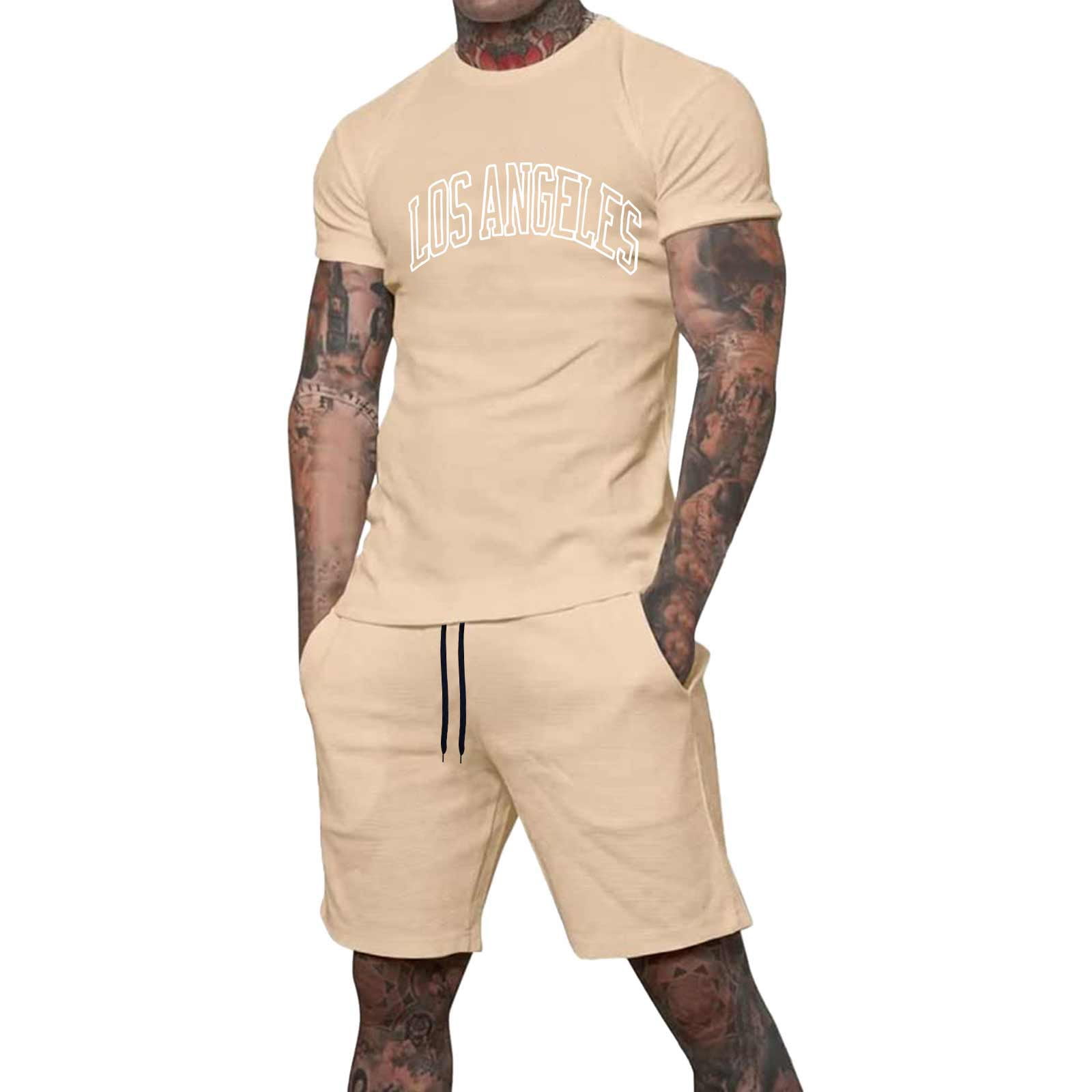 Gubotare Mens Shorts Tracksuit Mens 2 Piece Zip Tracksuit Short Sleeve
