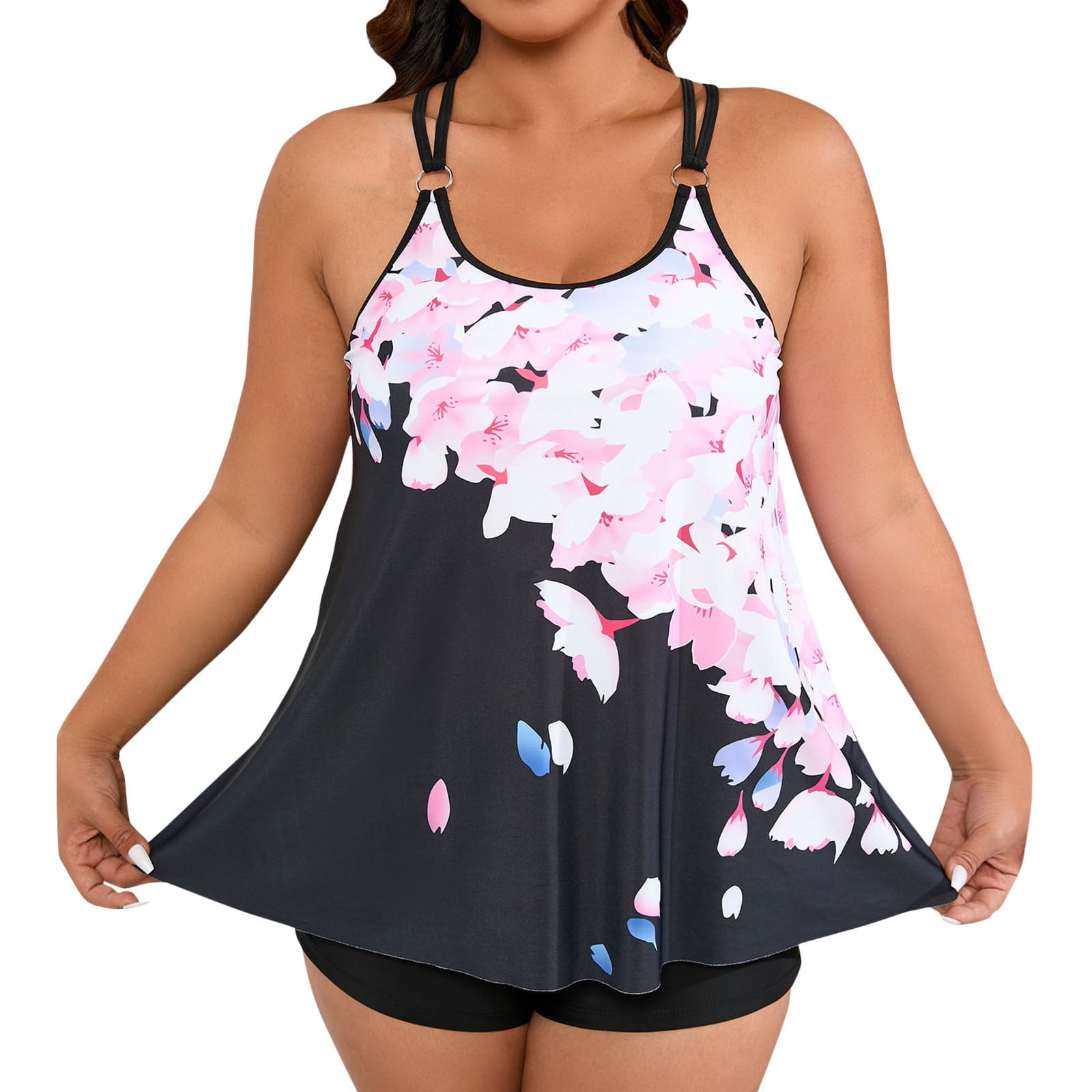 Gubotare Plus Size Swimsuit for Women 2 Piece Flowy Tankini Bathing ...