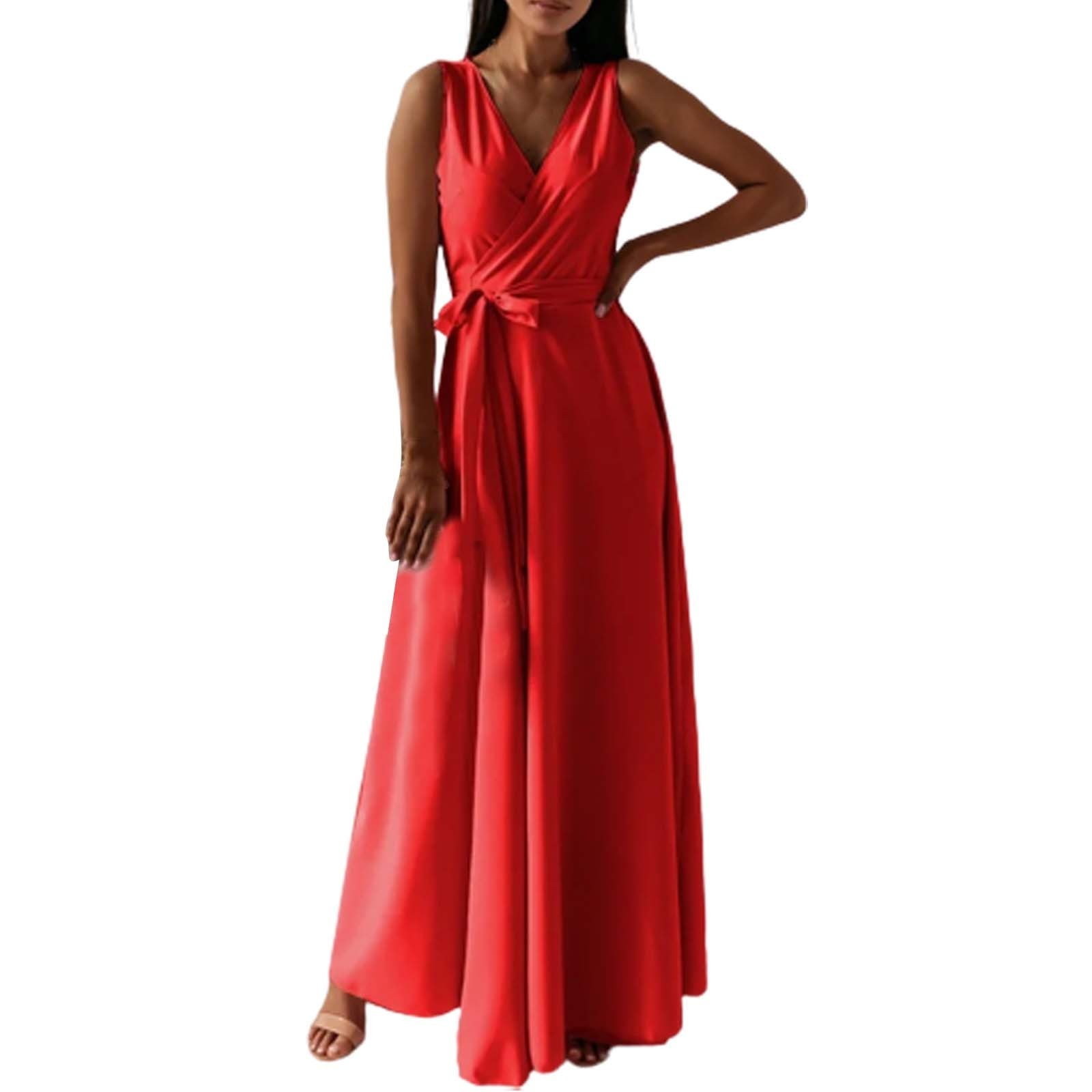 Gubotare Semi Formal Dresses for Women Evening Party Deep V Neck High ...