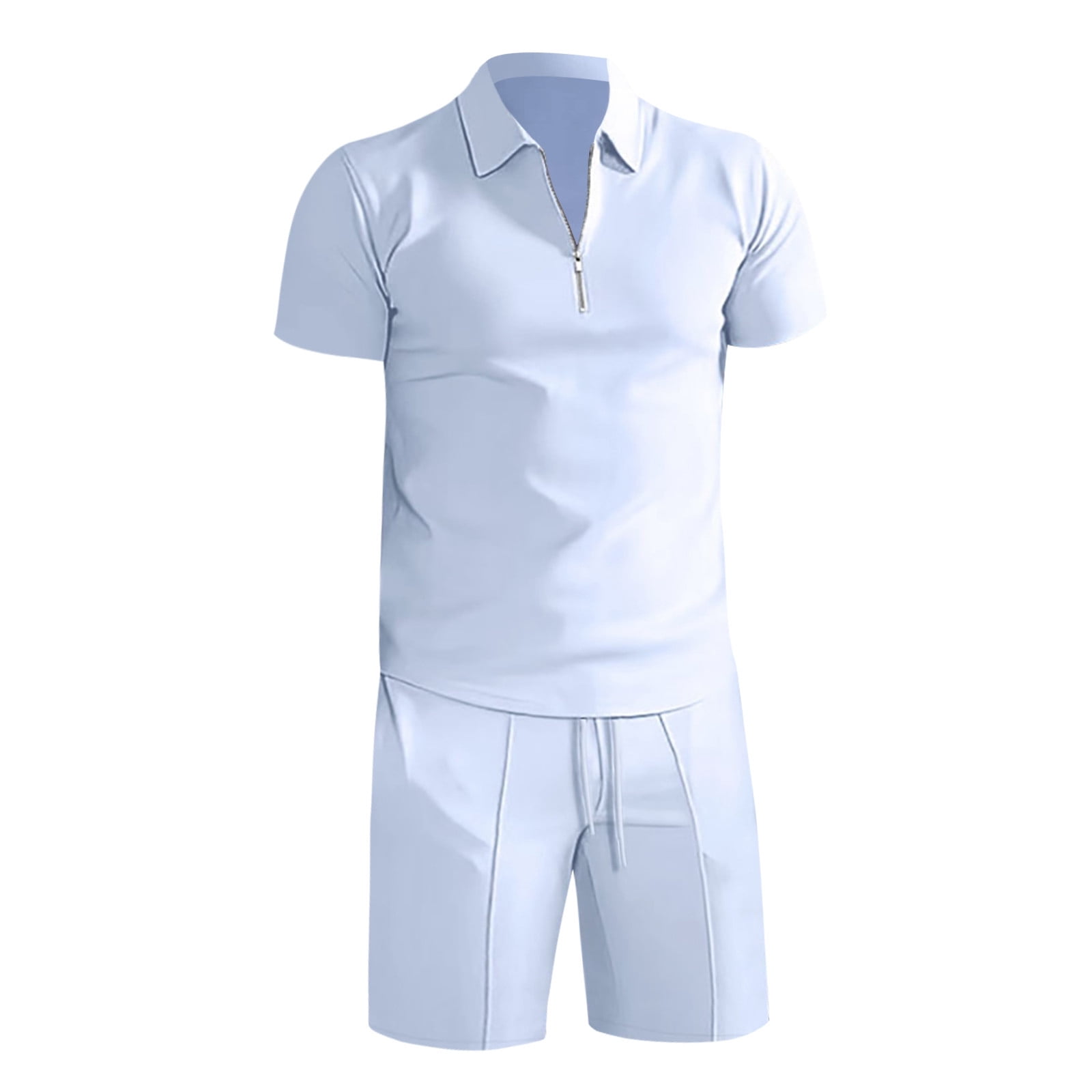 Gubotare Short Outfits For Men Mens Waffle Knit Polo Shirt And Shorts