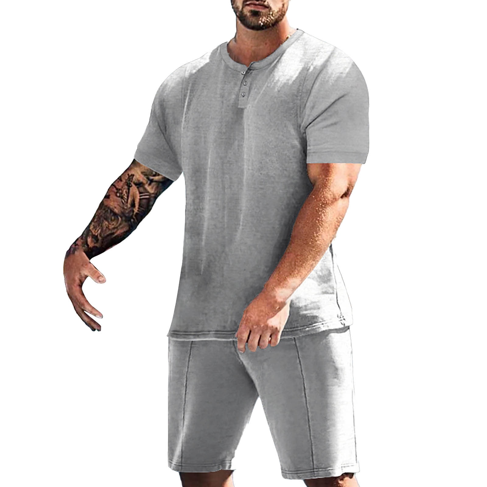 Gubotare Shorts Tracksuit Mens Two Piece Outfits Hawaiian Sets Graphic