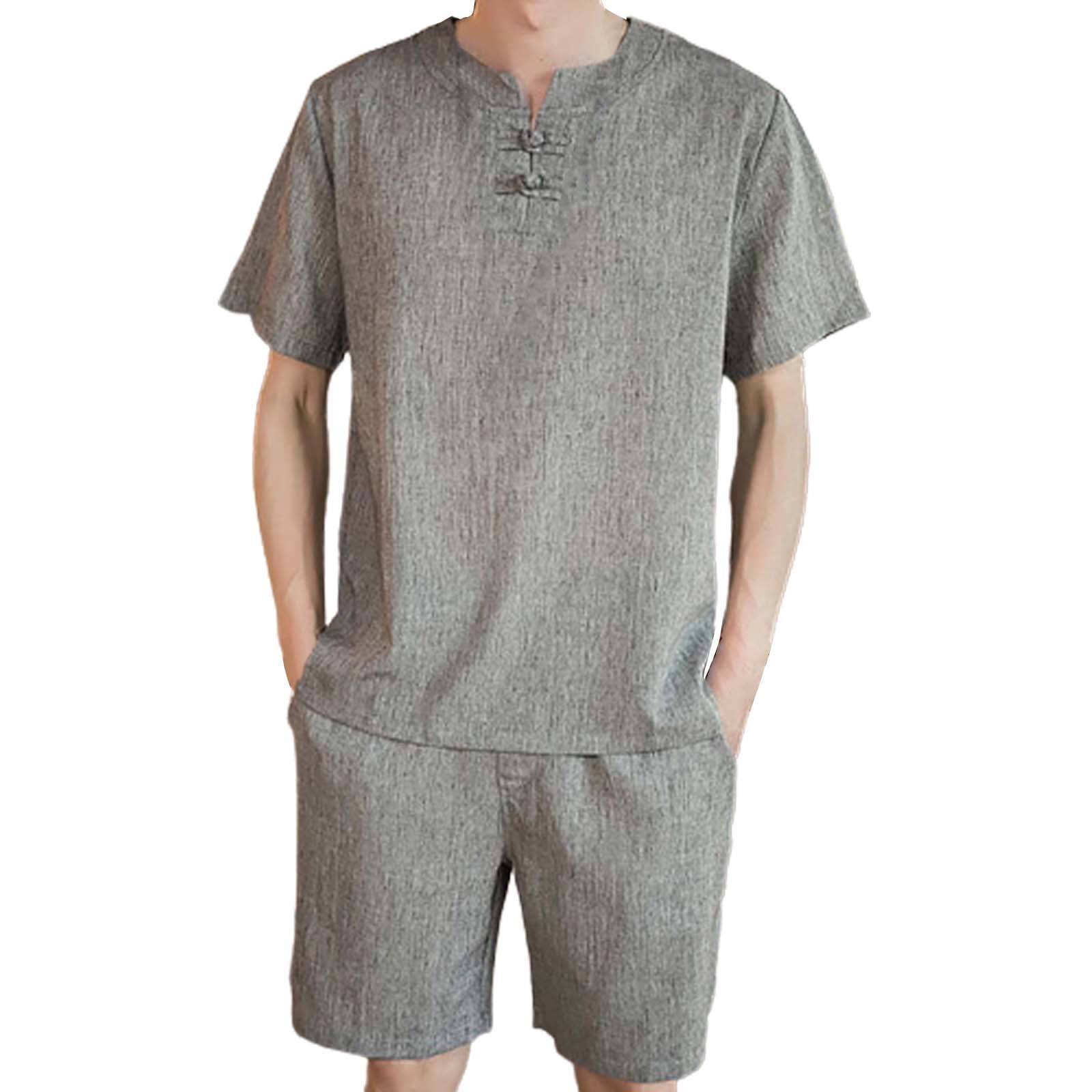 Gubotare Shorts Tracksuit Mens Short Sleeve Casual Polo Shirt And