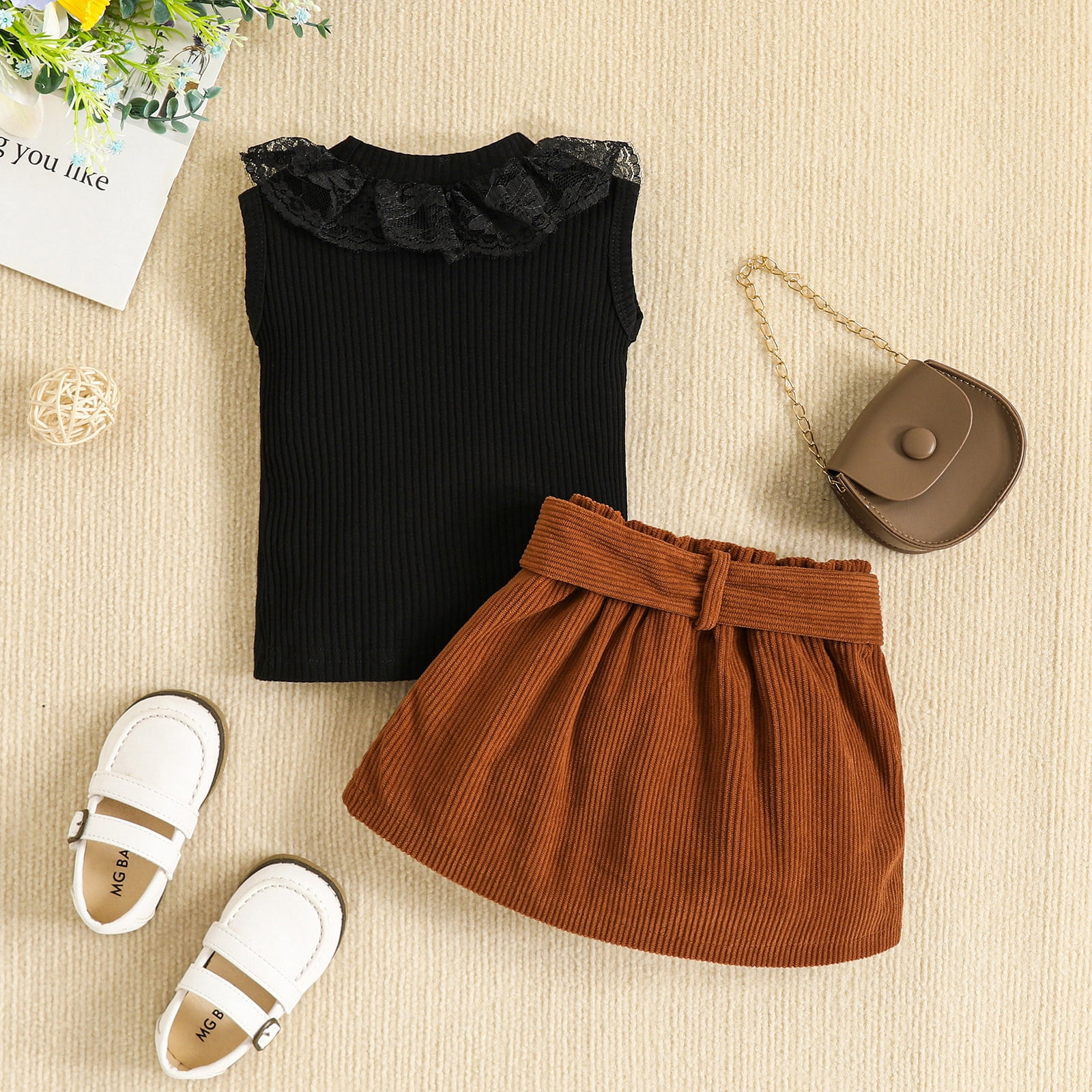 Gubotare Skirts Sets for Girl Girls Skirts Sets Skirt Sleeve Crop Tops ...
